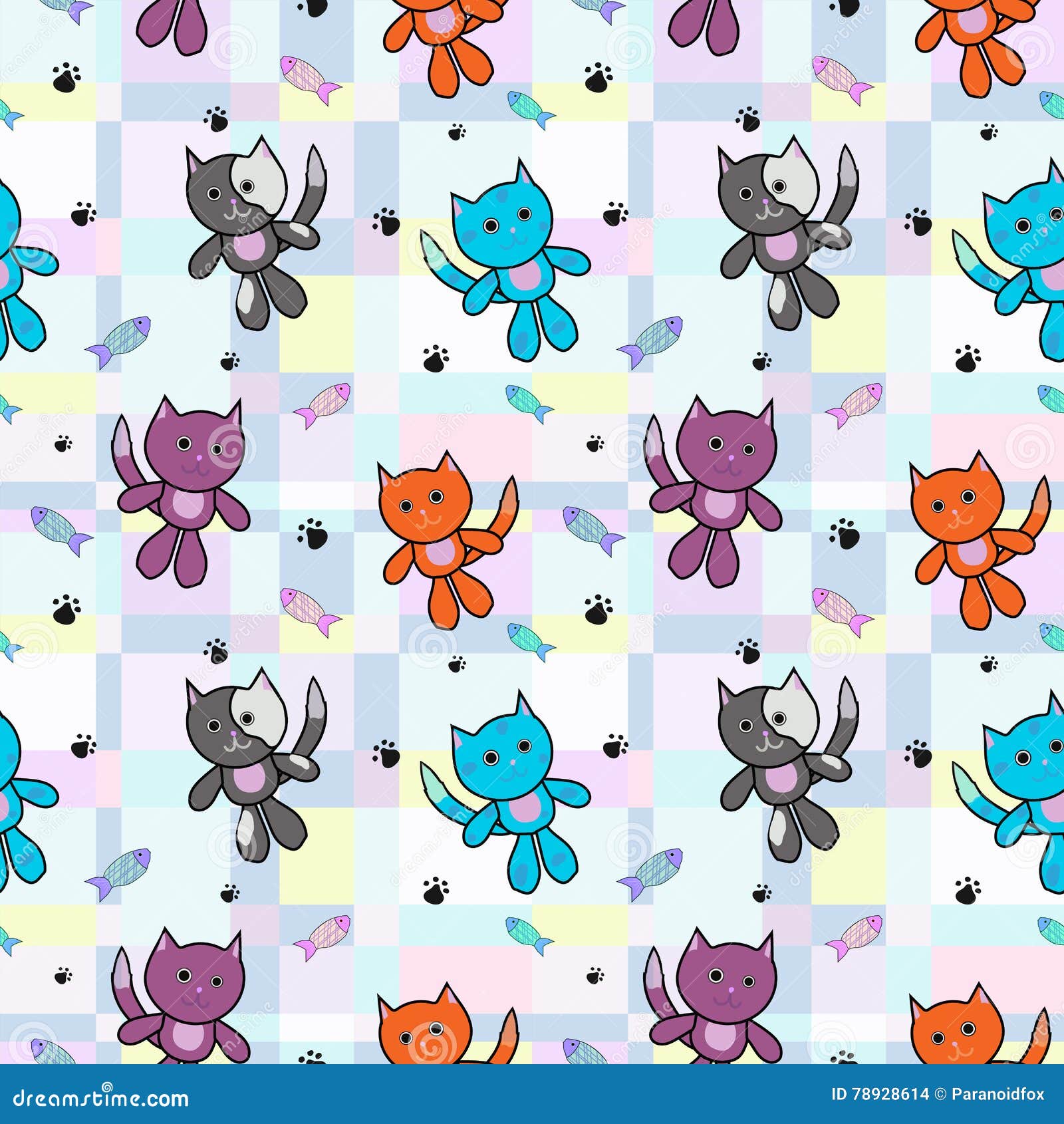 Cartoon Cats Pattern Funny Color Stock Vector - Illustration of colored ...