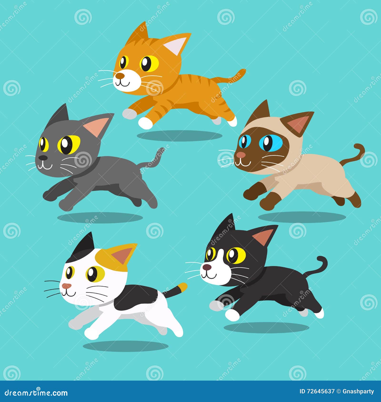 Cartoon cats running stock vector. Illustration of brown - 72645637