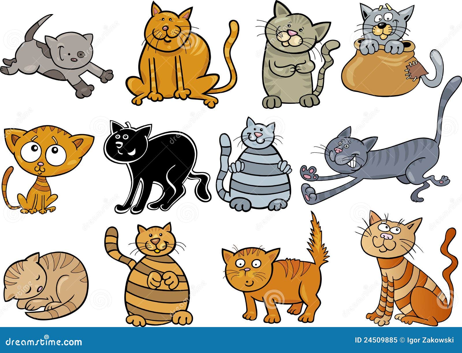 Cartoon cats set stock vector. Illustration of happy - 24509885