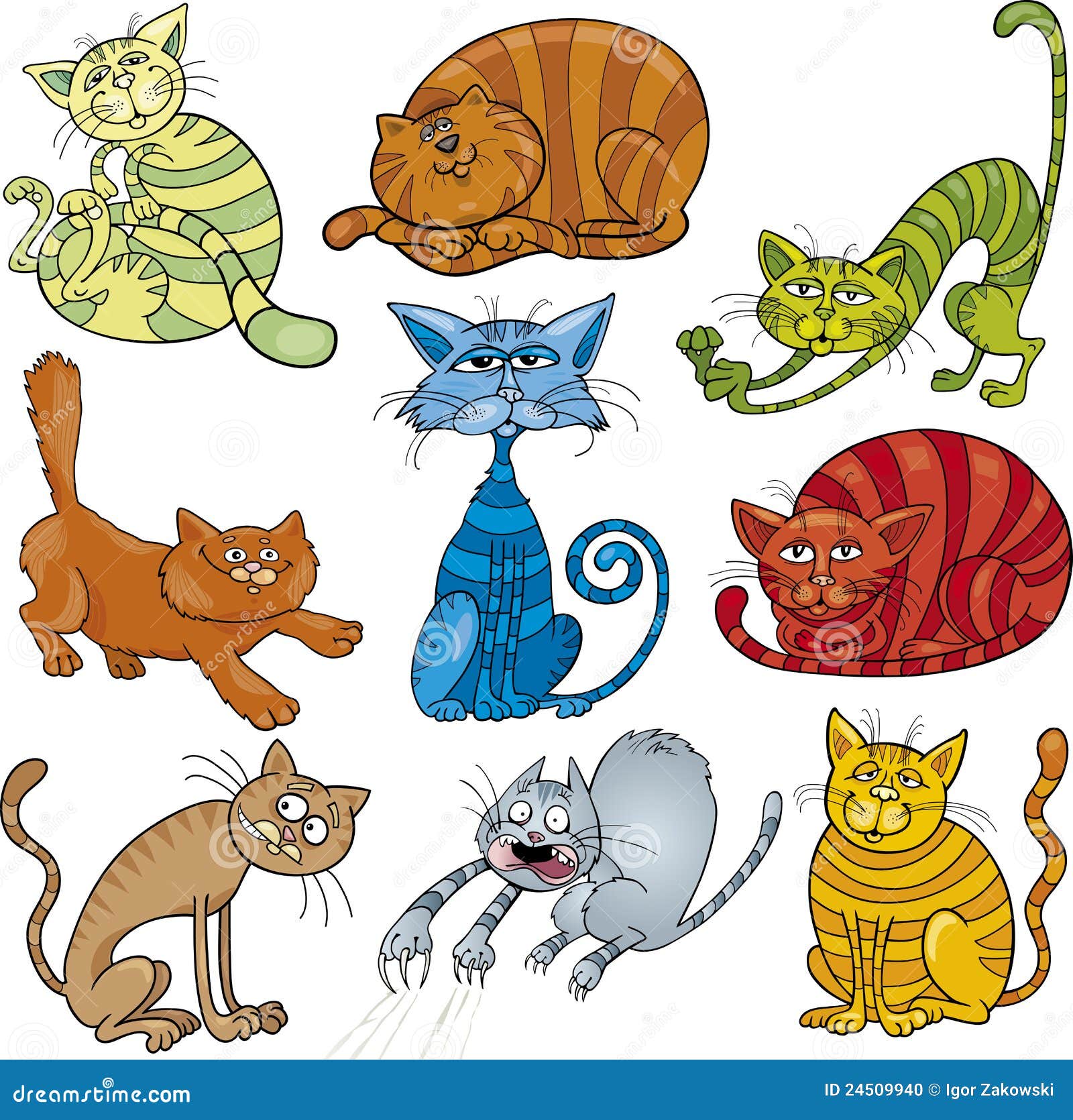 Cartoon cats set stock vector. Illustration of moggy - 24509940