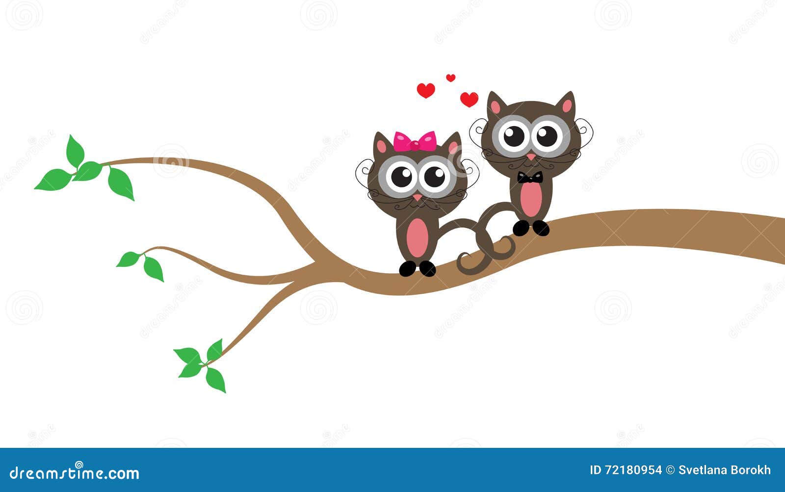 Cartoon cats on the tree stock vector. Illustration of cheerful - 72180954
