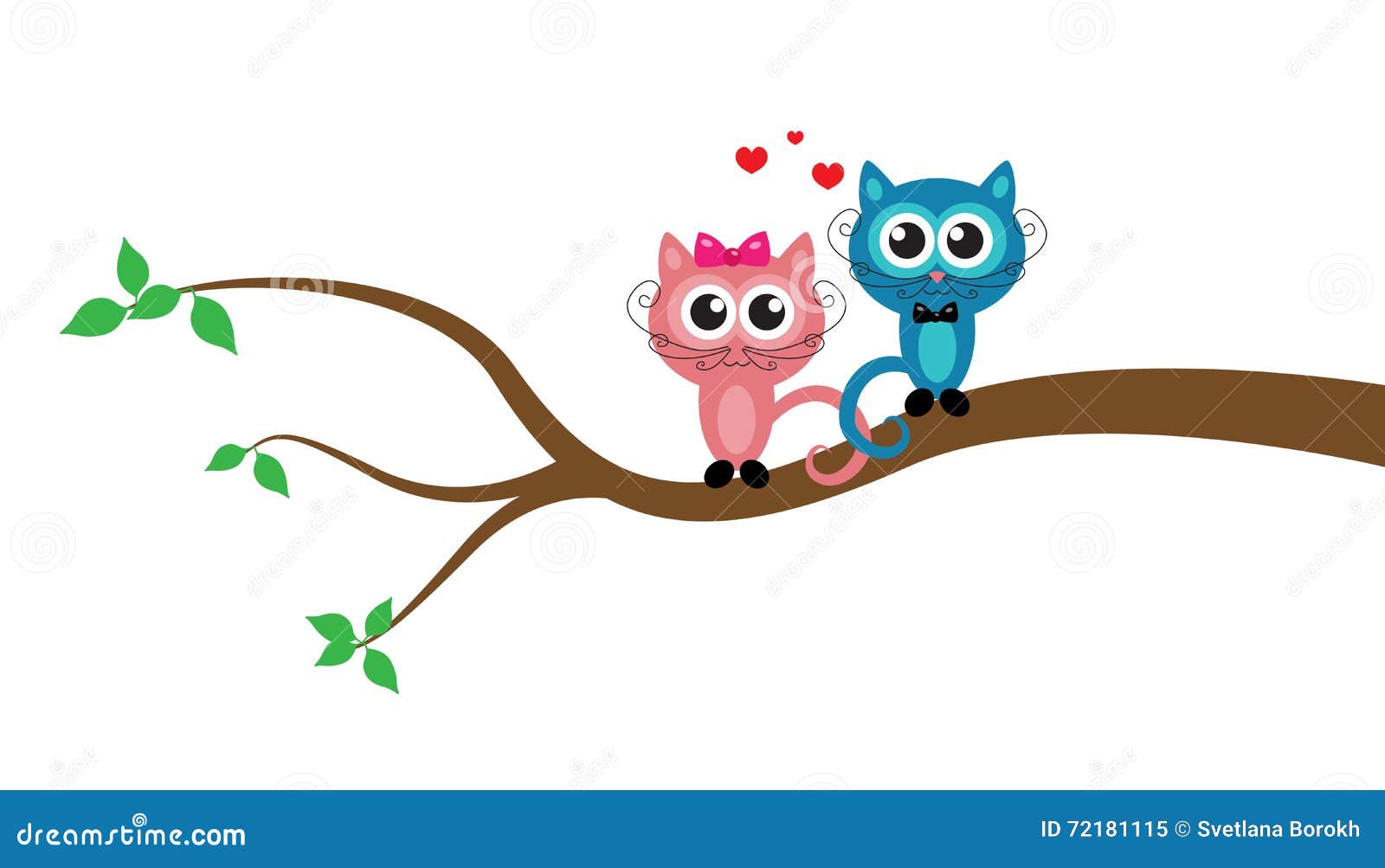 Cartoon cats on the tree stock vector. Illustration of cats - 72181115