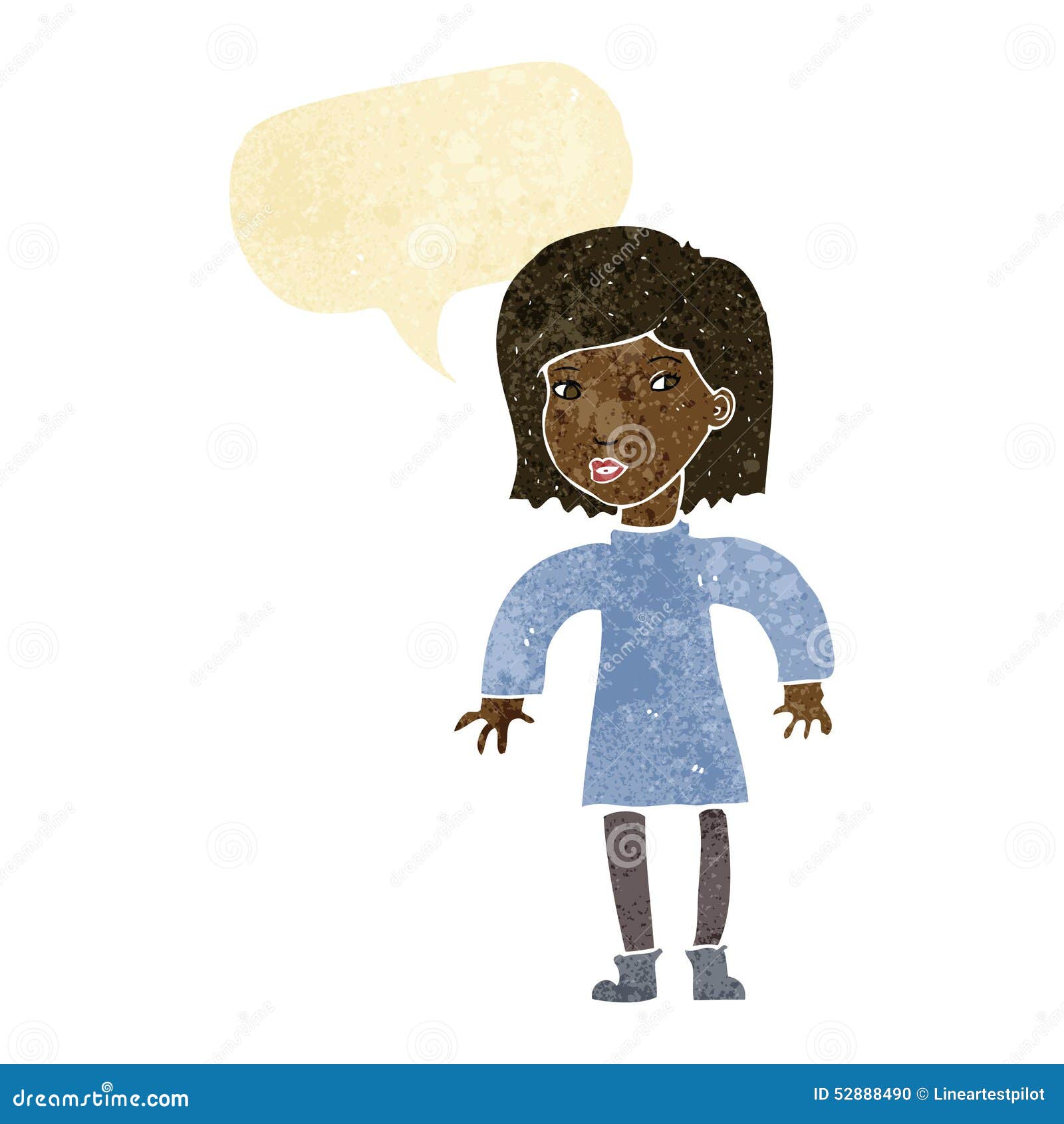 Cartoon Cautious Woman with Speech Bubble Stock Illustration ...