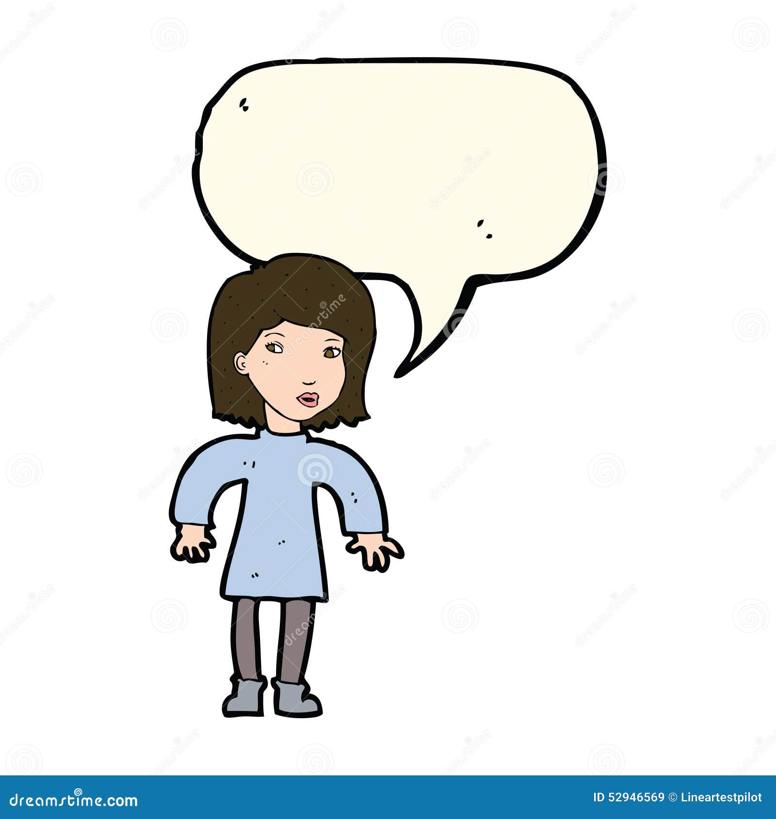 Cartoon Cautious Woman with Speech Bubble Stock Illustration ...