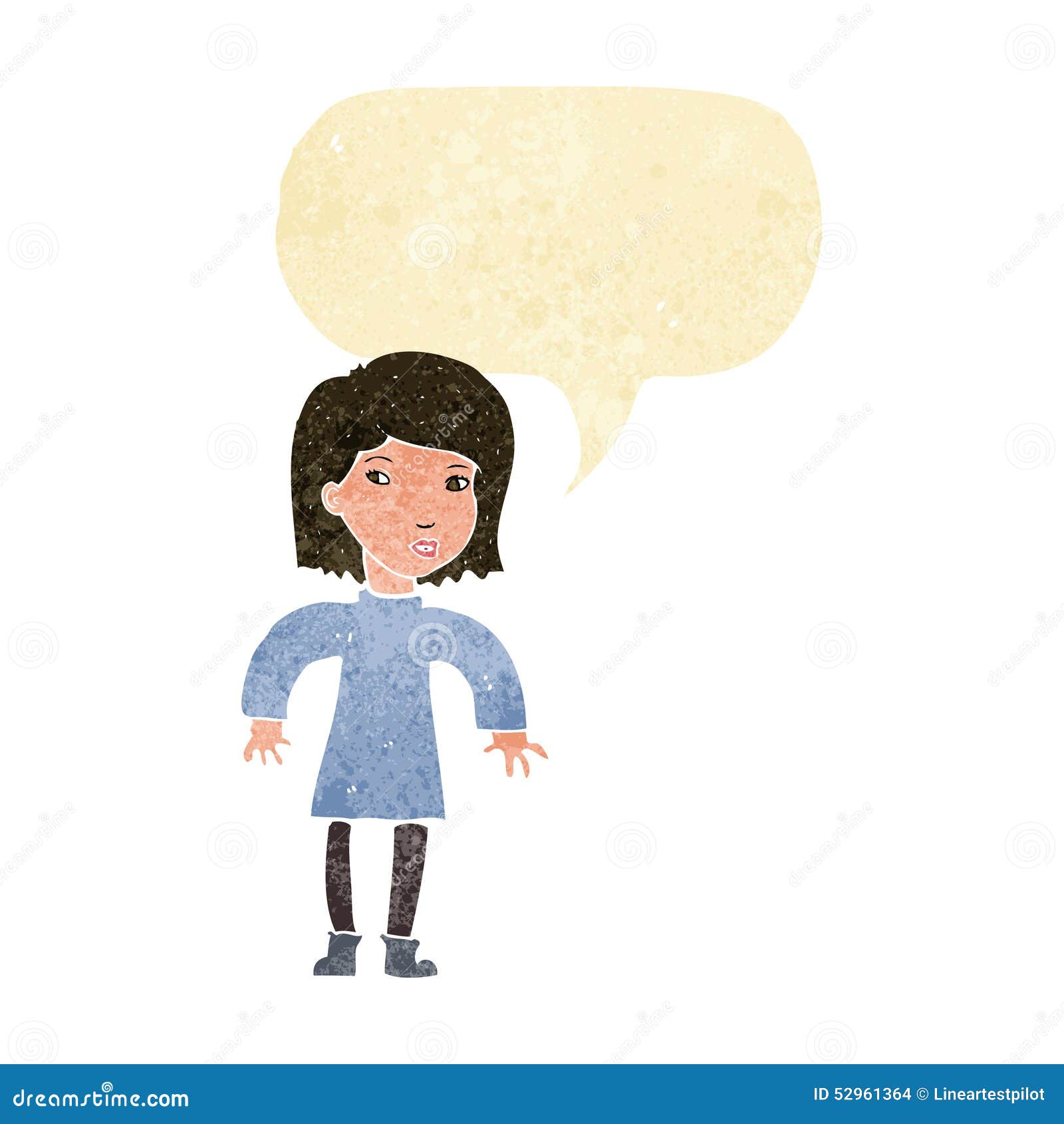 Cartoon Cautious Woman with Speech Bubble Stock Illustration ...