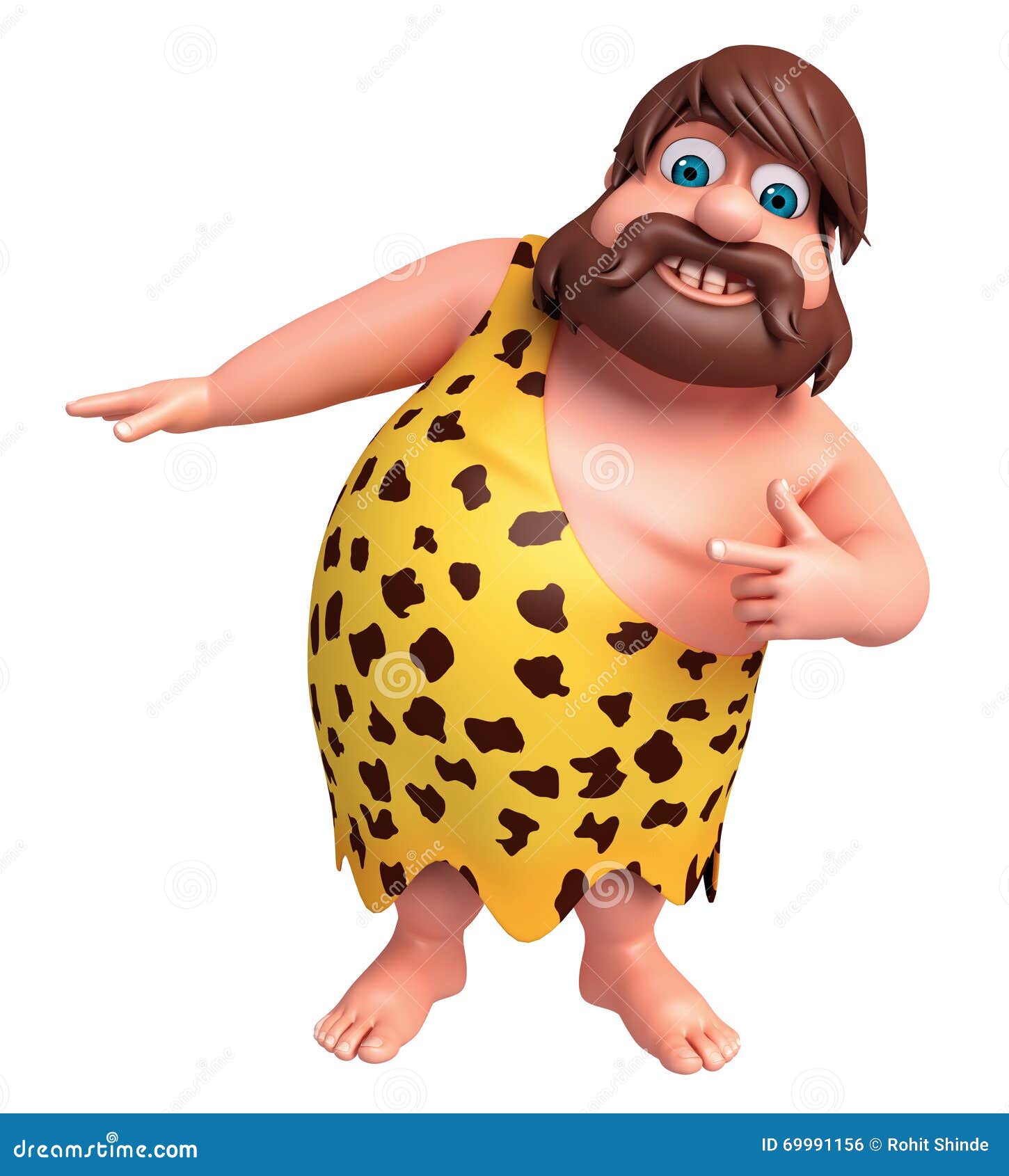 Cartoon Caveman with Funny Pose Stock Illustration - Illustration of ...