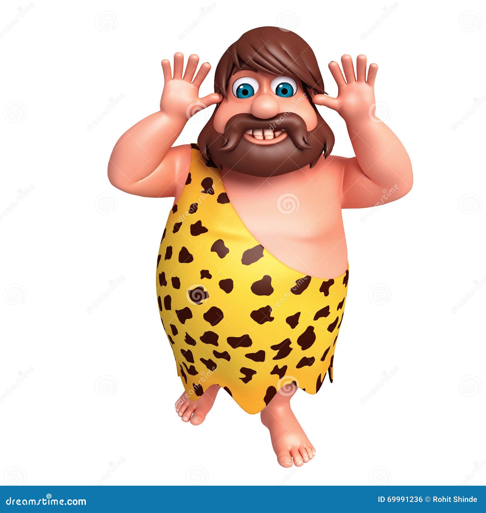Cartoon Caveman with Funny Pose Stock Illustration - Illustration of ...
