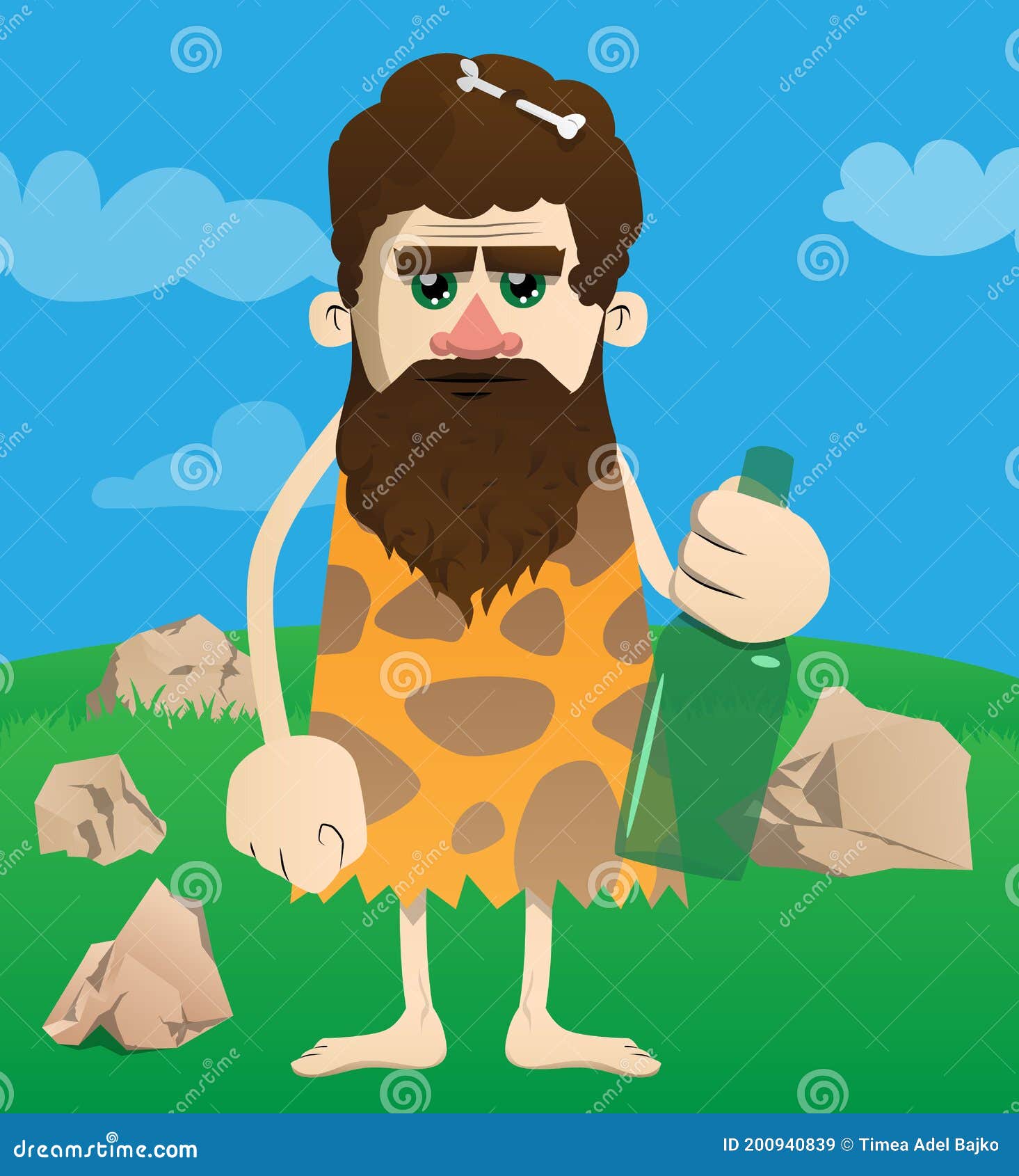 Caveman With Beer Vector Illustration | CartoonDealer.com #61882570