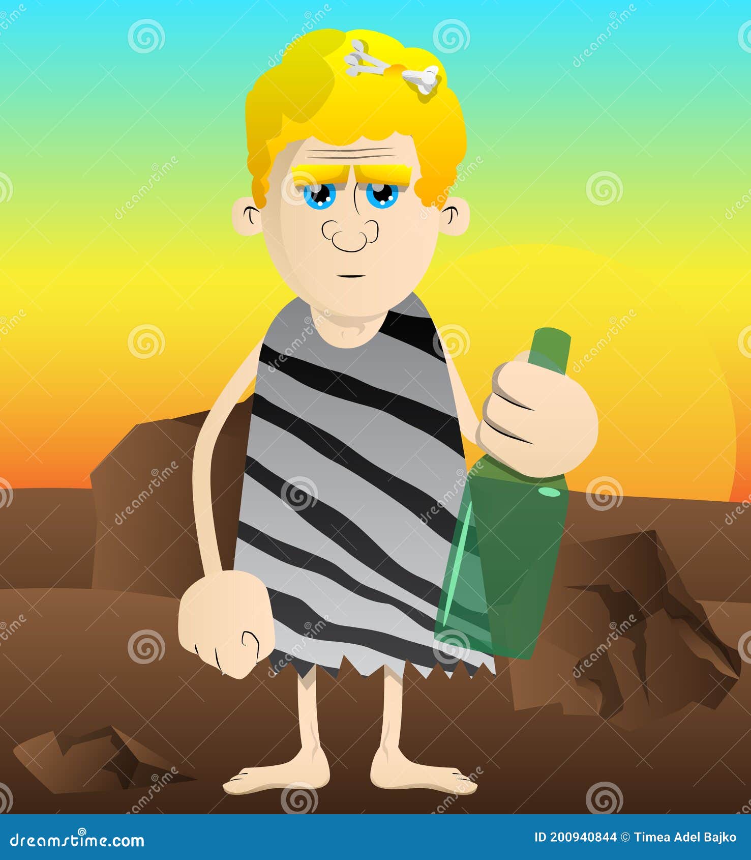 Caveman With Beer Vector Illustration | CartoonDealer.com #61882570