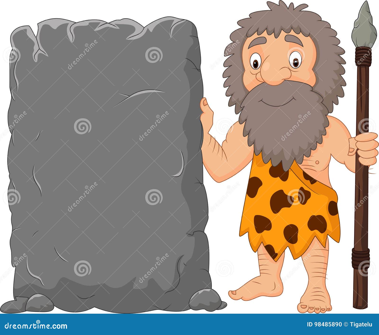 Cartoon Caveman Holding Stone Sign Stock Vector - Illustration of ...
