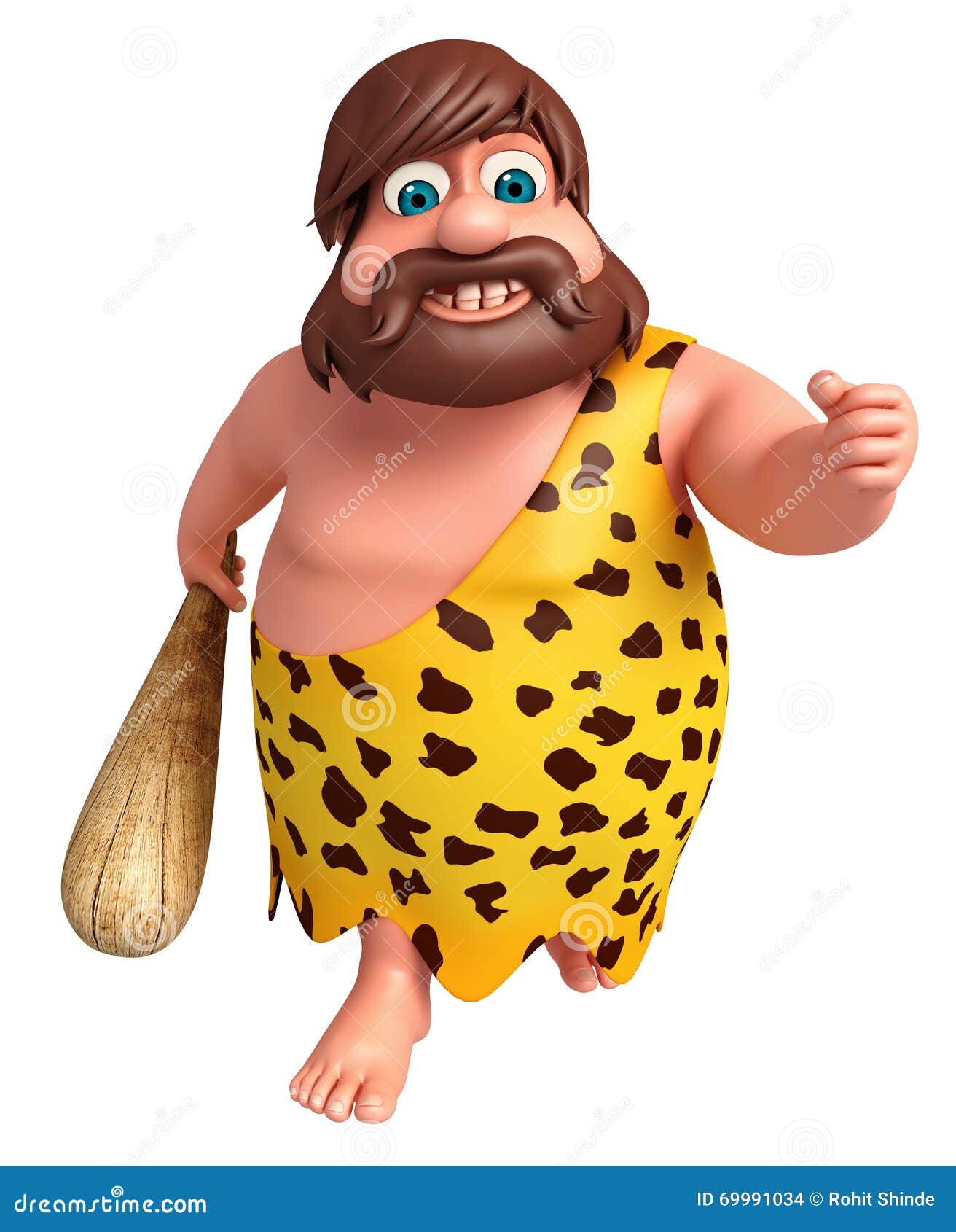 Cartoon Caveman with Running Pose Stock Illustration - Illustration of ...