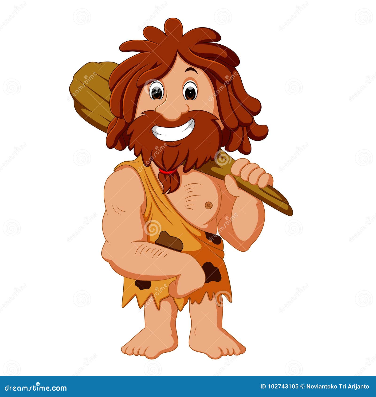 Cartoon caveman smiling stock vector. Illustration of bludgeon - 102743105