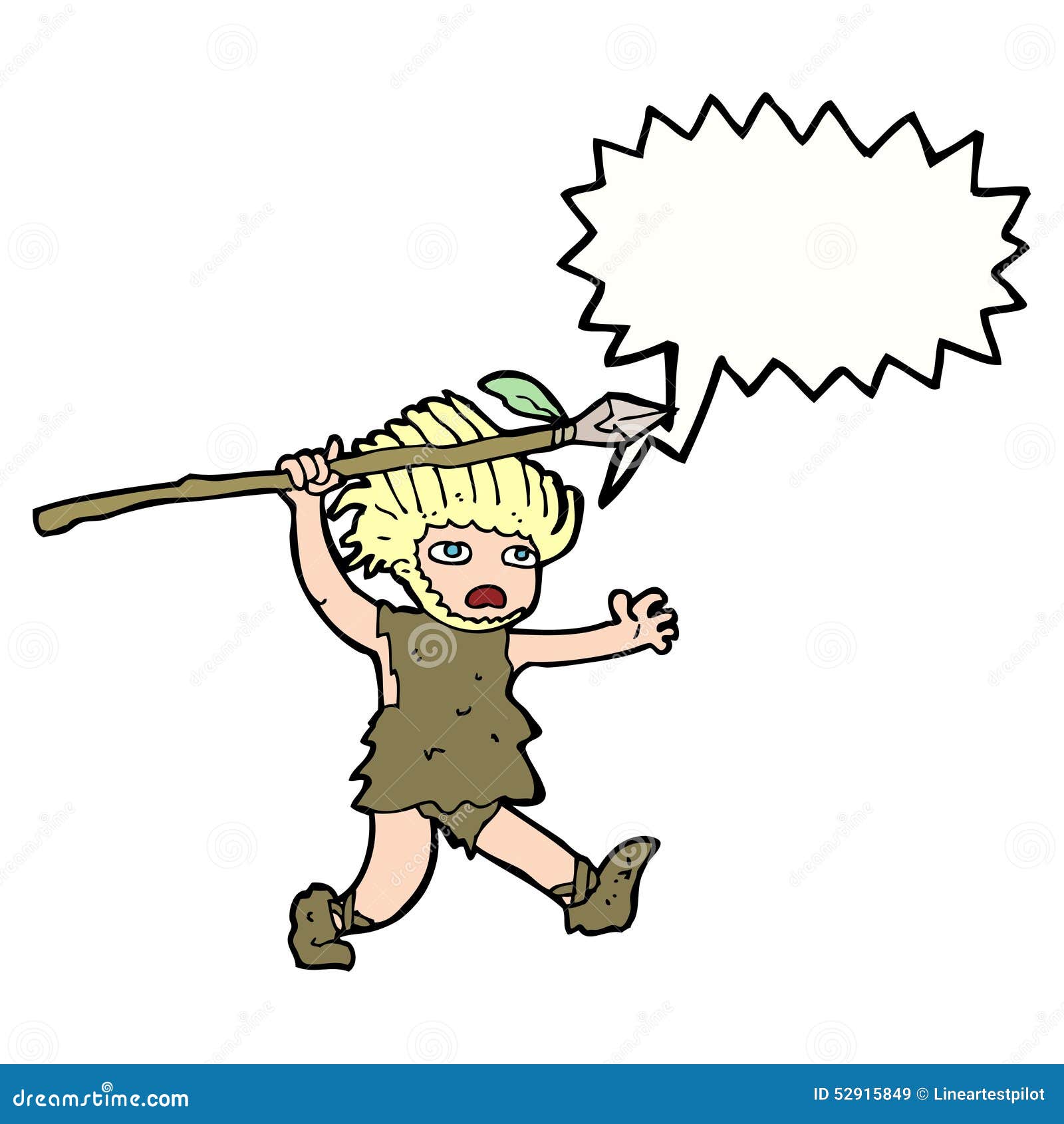 Cartoon Caveman with Speech Bubble Stock Illustration - Illustration of ...