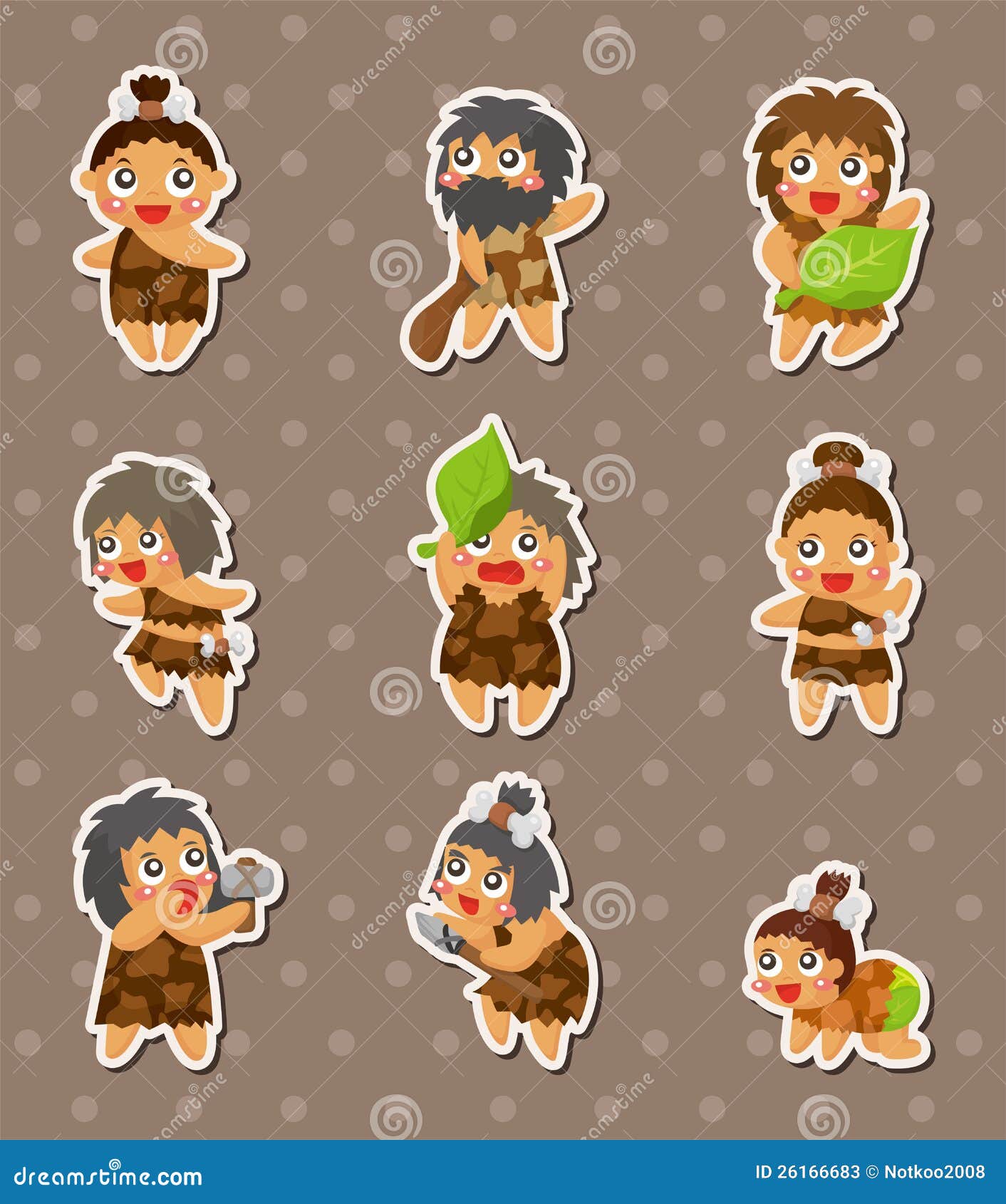 Cartoon Caveman stickers stock vector. Illustration of loveable - 26166683