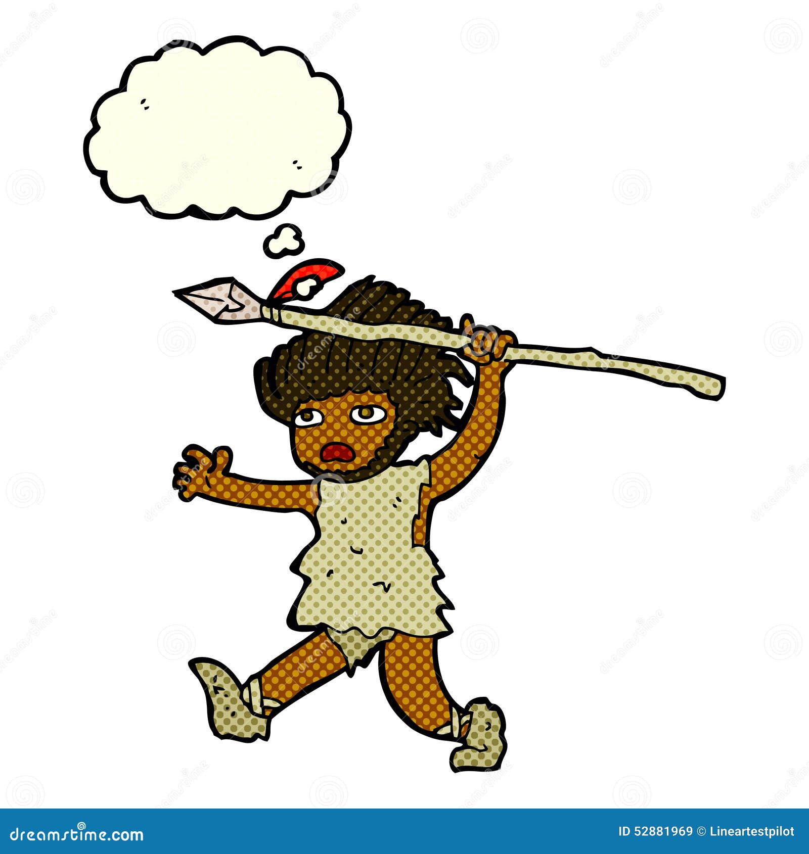 Cartoon Caveman with Thought Bubble Stock Illustration - Illustration ...