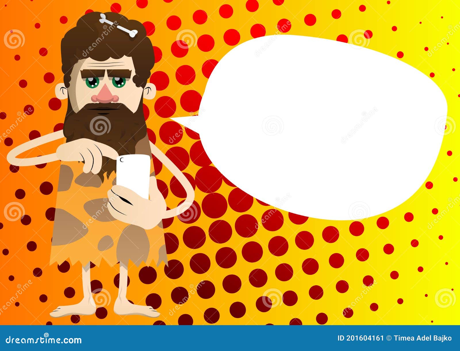 Caveman Using a Mobile Phone. Stock Vector - Illustration of caveman ...