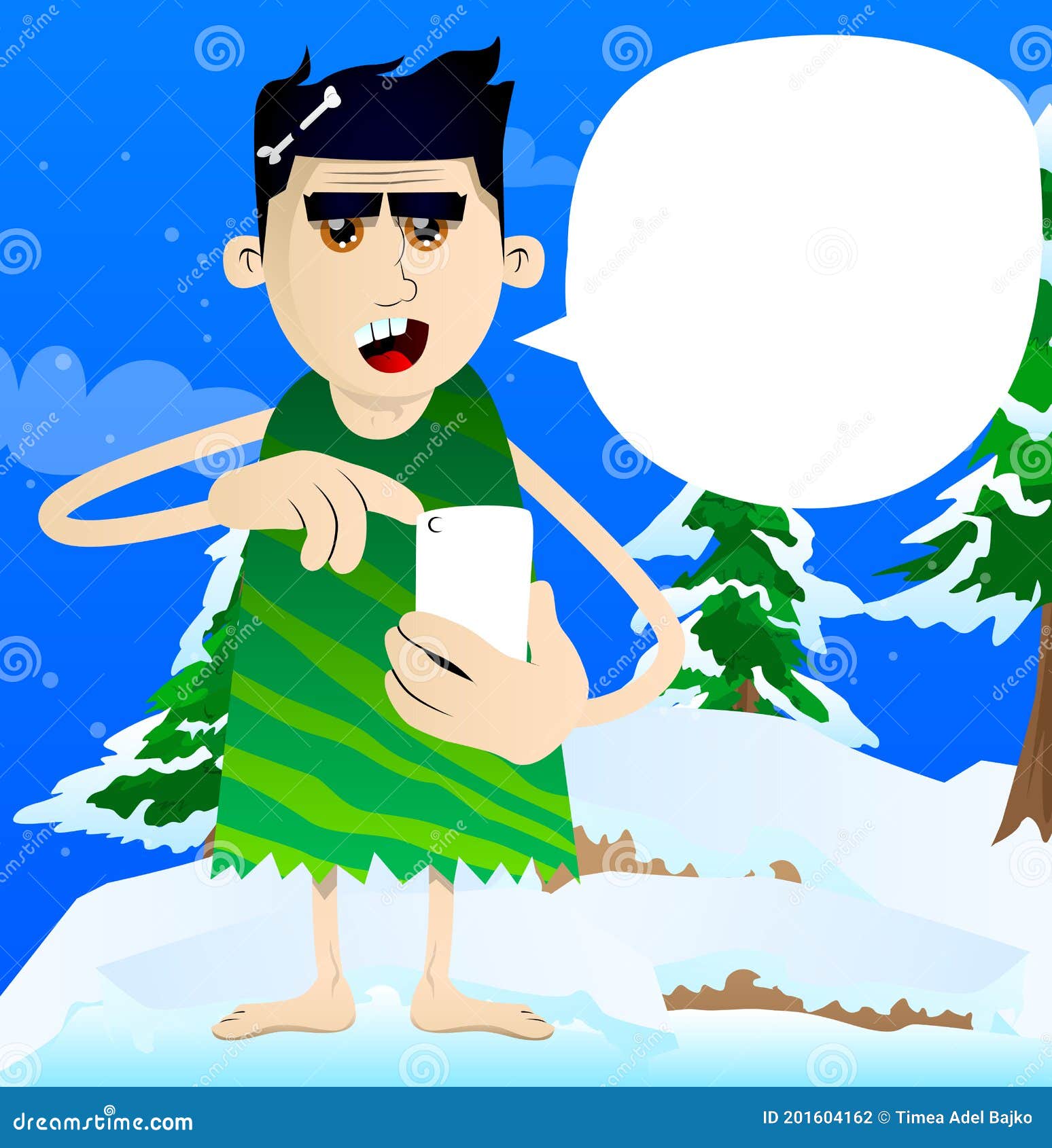 Caveman Using a Mobile Phone. Stock Vector - Illustration of hand ...