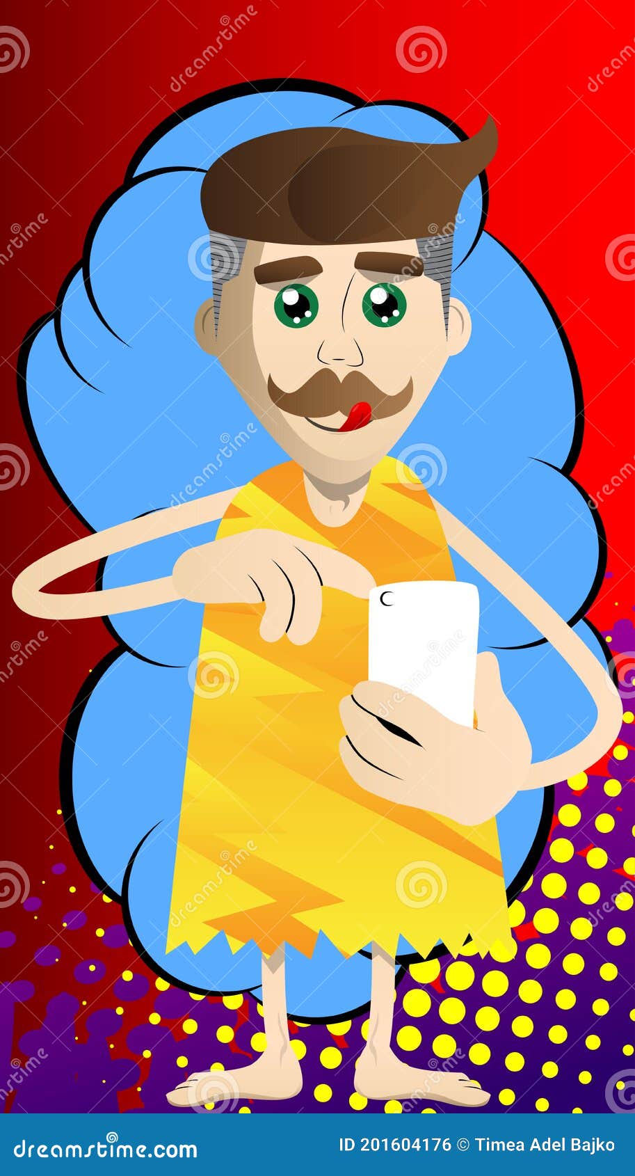 Caveman Using a Mobile Phone. Stock Vector - Illustration of predator ...