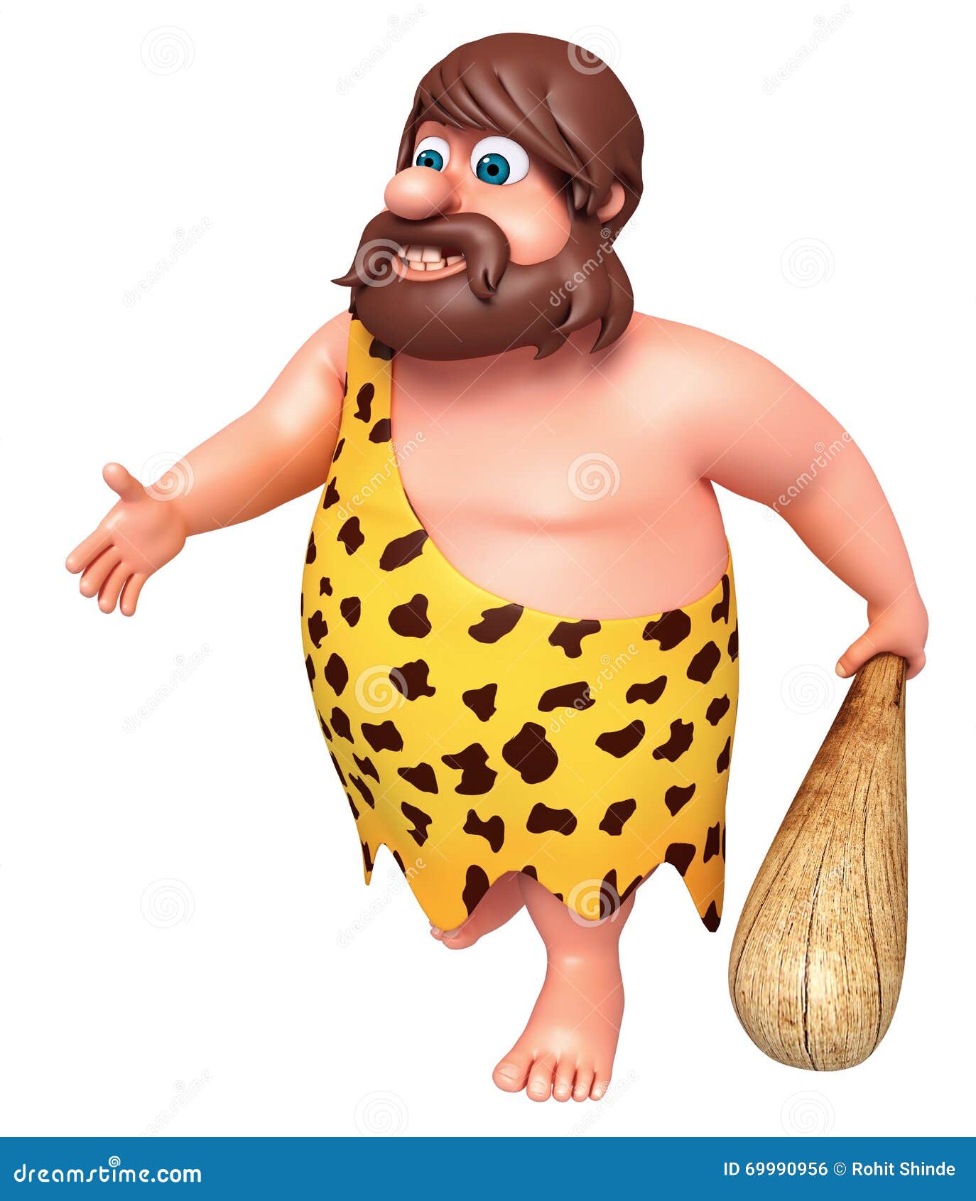 Cartoon Caveman with Walking Pose Stock Illustration - Illustration of ...