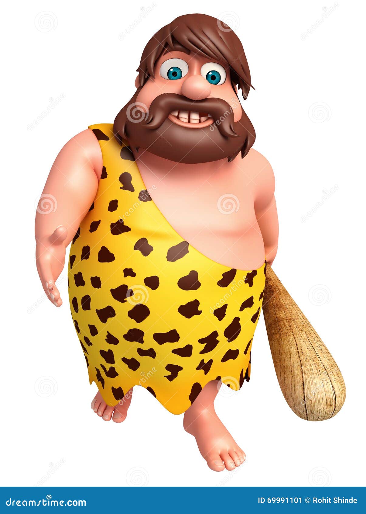 Cartoon Caveman with Walking Pose Stock Illustration - Illustration of ...
