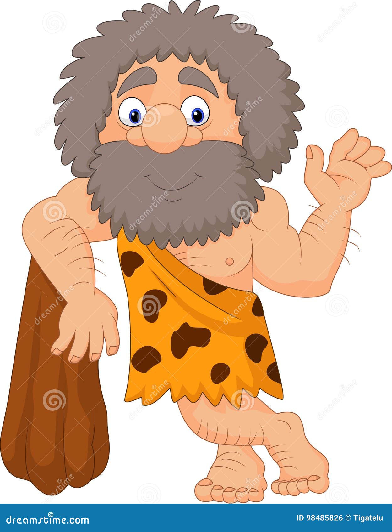 Cartoon Caveman Waving Hand Stock Vector - Illustration of happy, hand ...