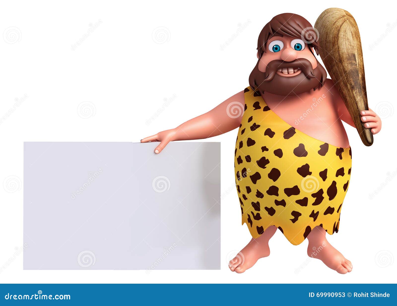 Cartoon Caveman with a White Board Stock Illustration - Illustration of ...
