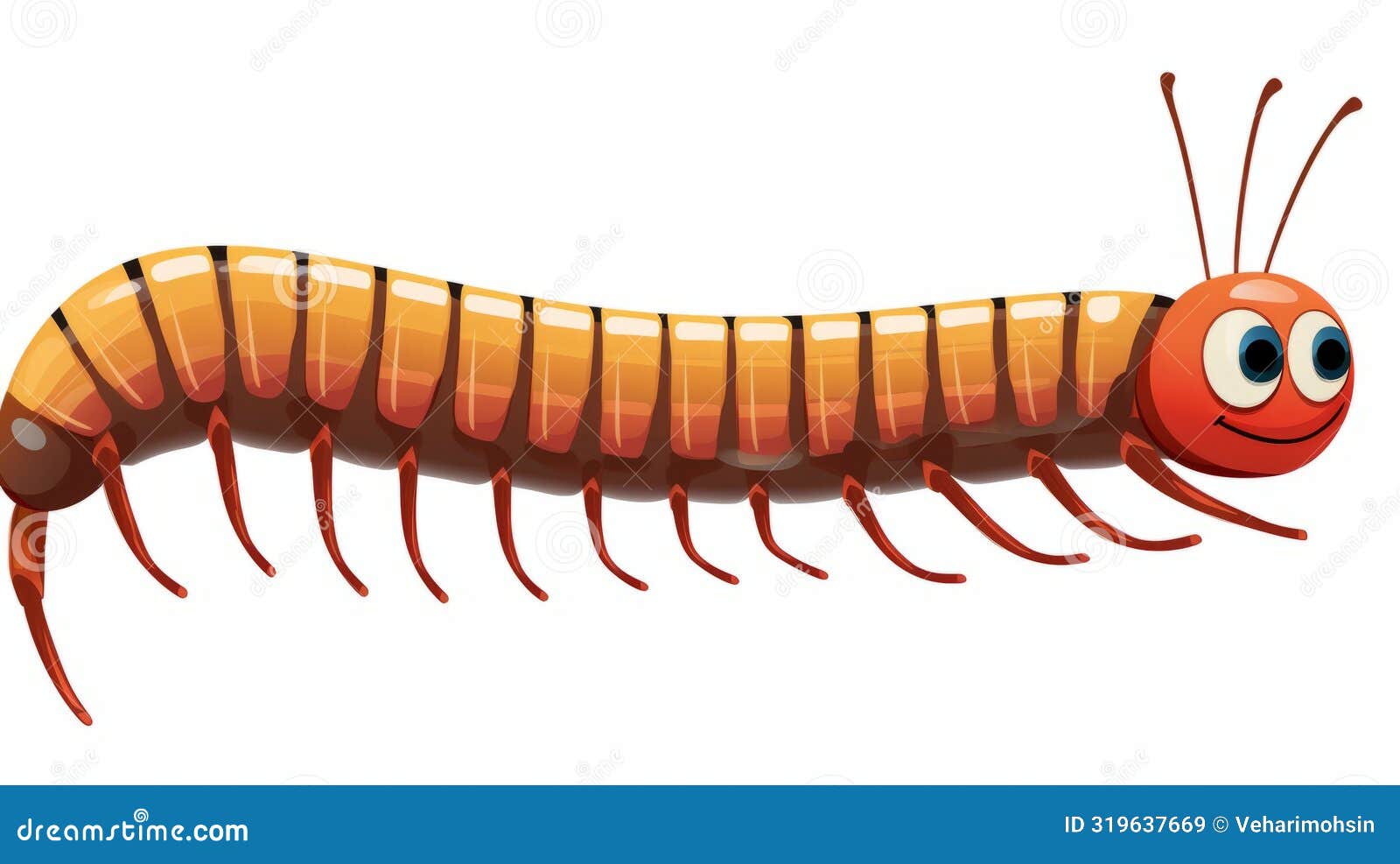 Cartoon Centipede Isolated on White Background, Vector Illustration ...