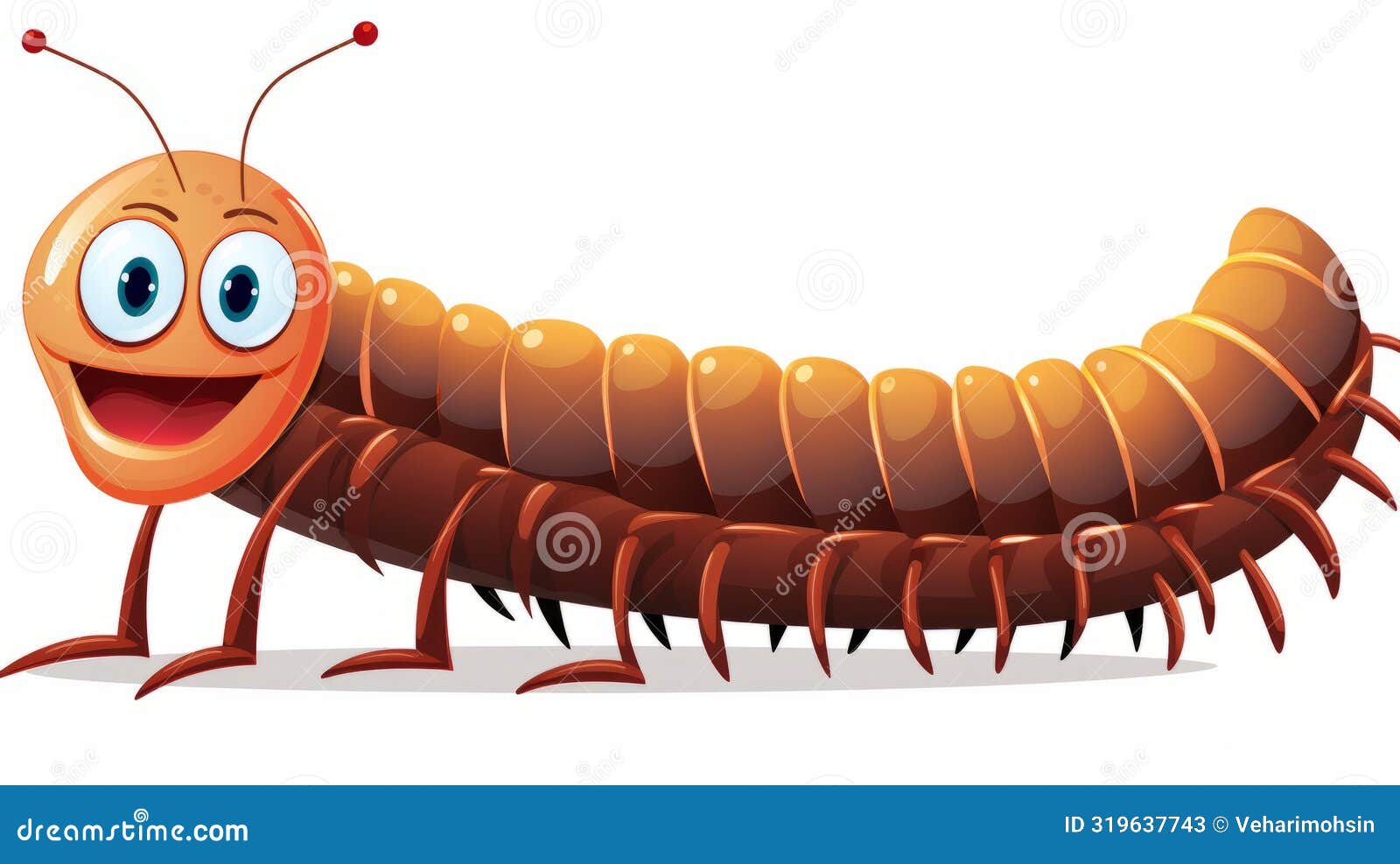 Cartoon Centipede Isolated on White Background, Vector Illustration ...