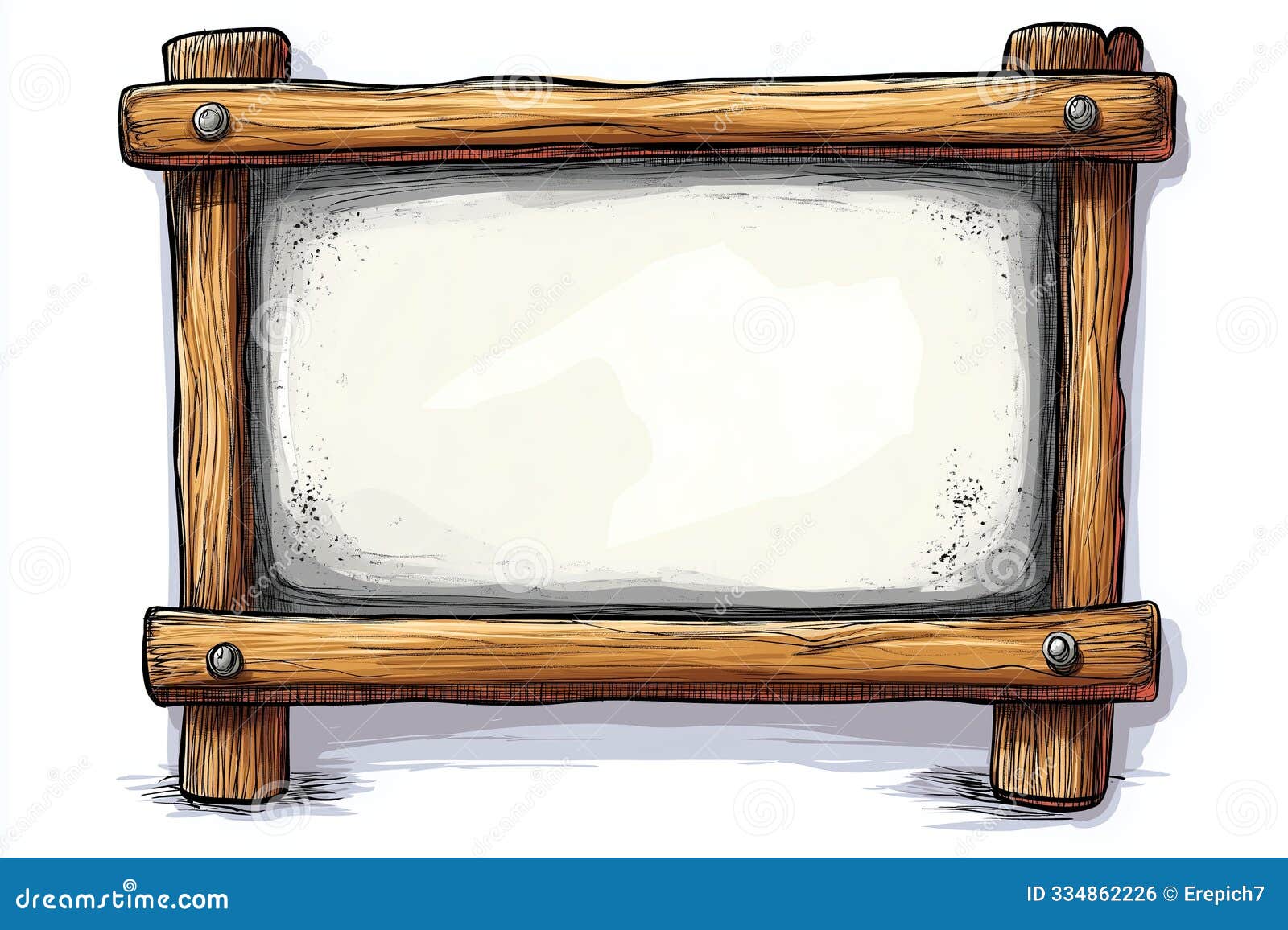 Cartoon Chalkboard with Wooden Frame on White Background Stock ...