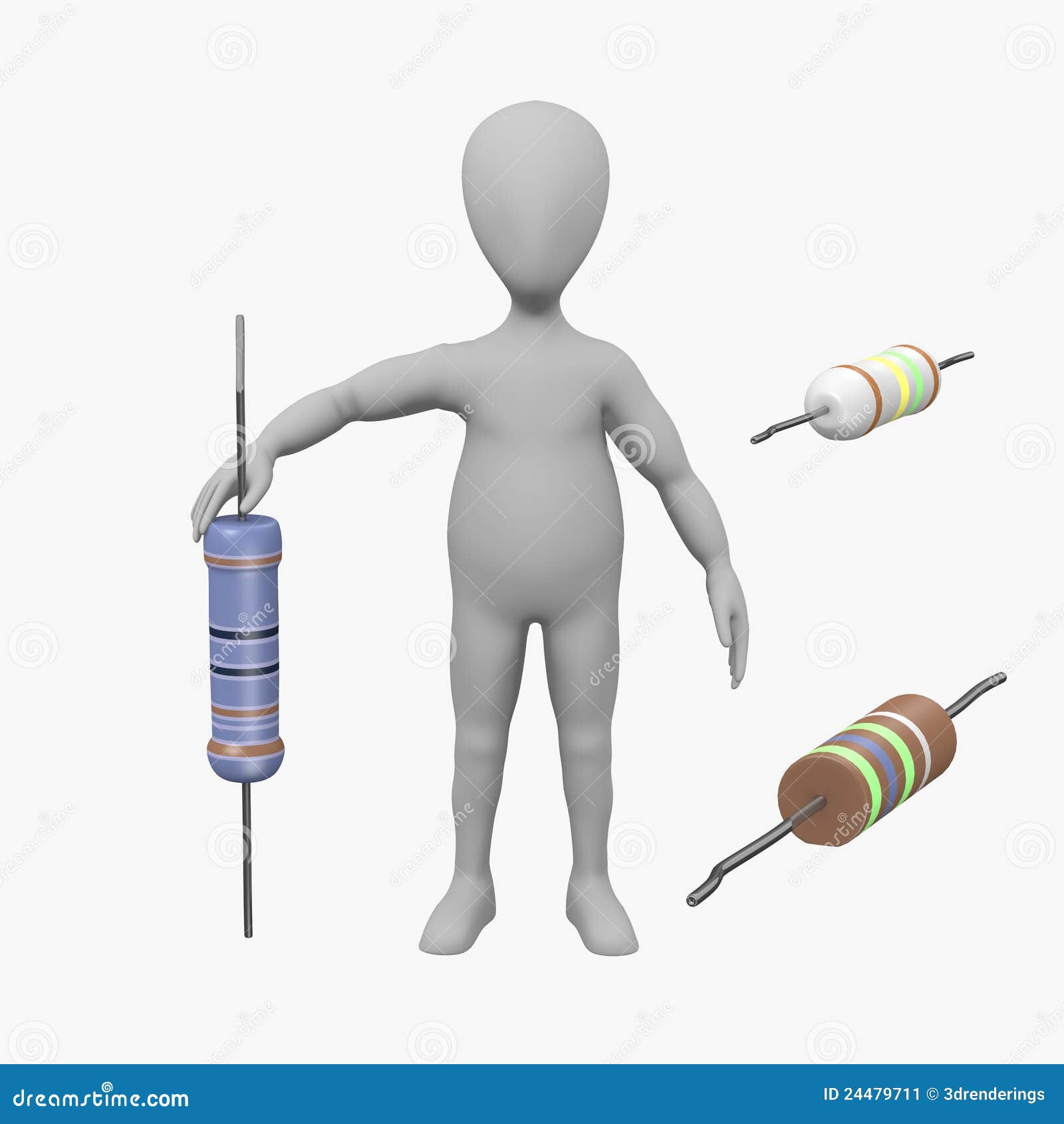 Cartoon Character with 3 Resistors Stock Illustration - Illustration of ...
