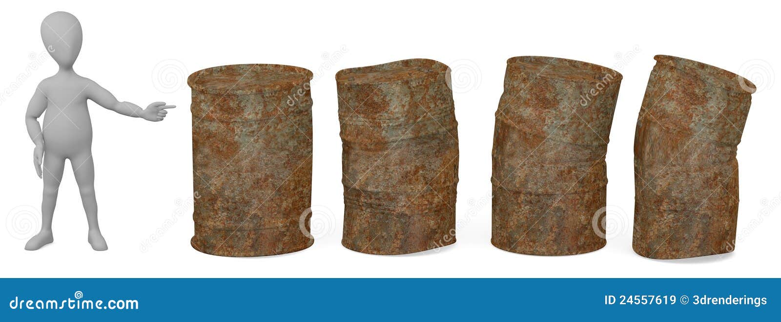 Cartoon Character with 4 Rusty Barrels Stock Illustration ...
