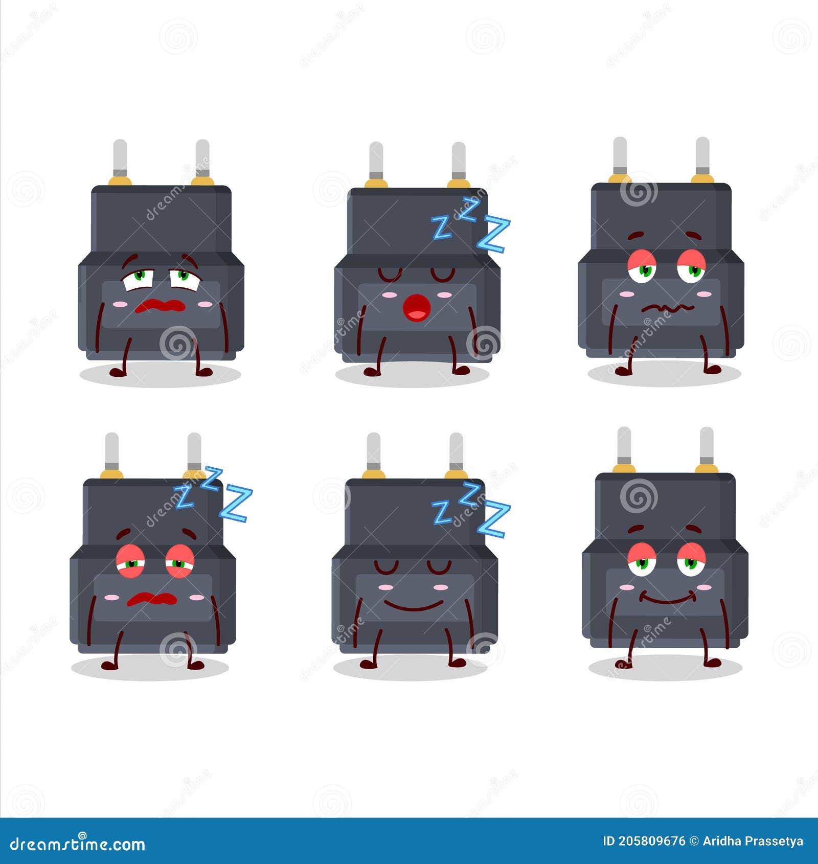 Adapter Connector Cartoon Character With Cute Emoticon Bring Money ...