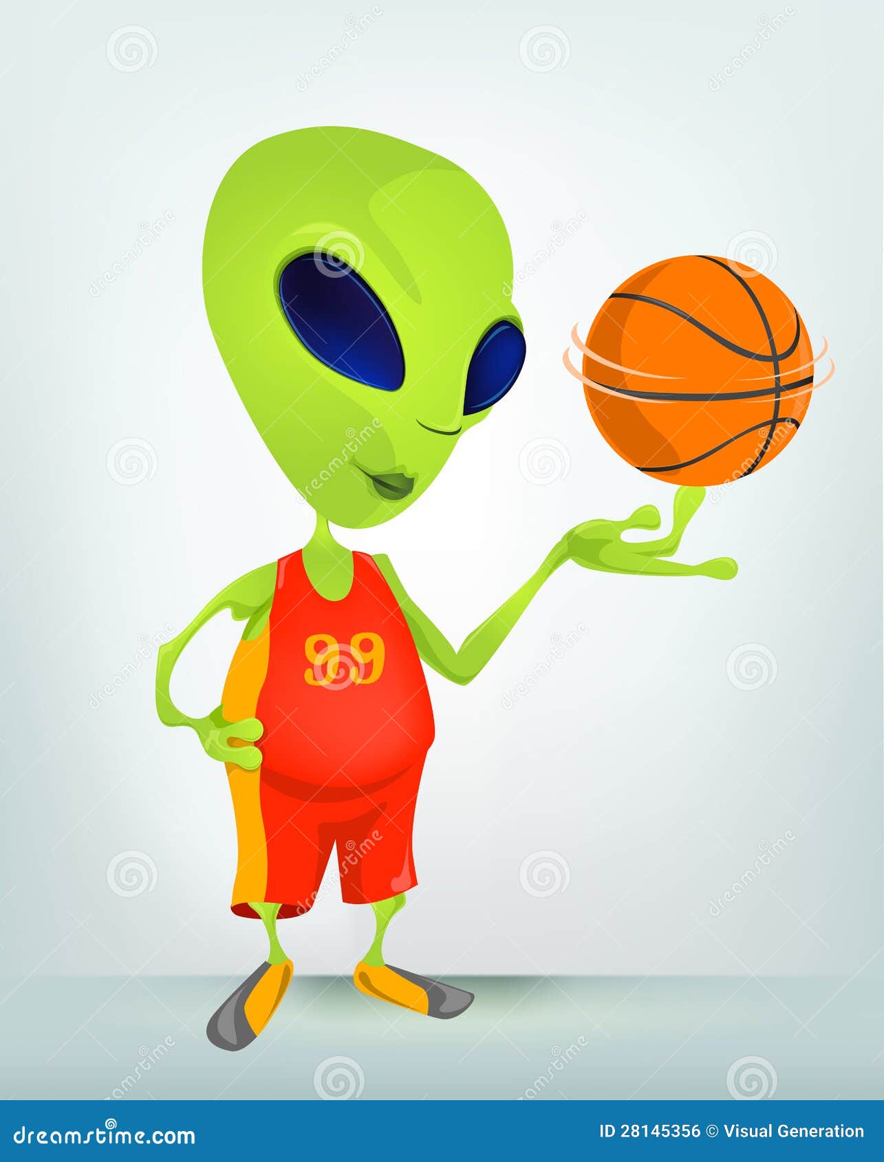 Alien Basketball Player Jumping For Slam Dunk With His Long, Spindly ...