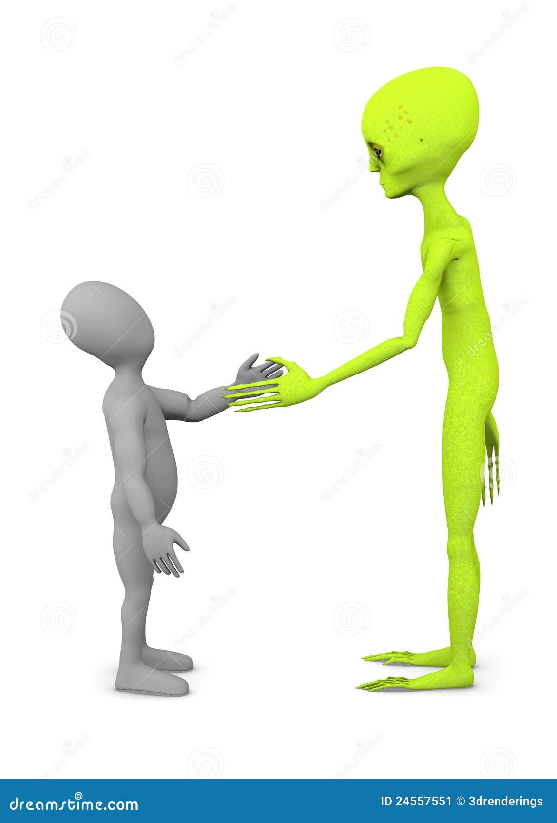 Cartoon Character with Alien - Meeting Stock Illustration ...