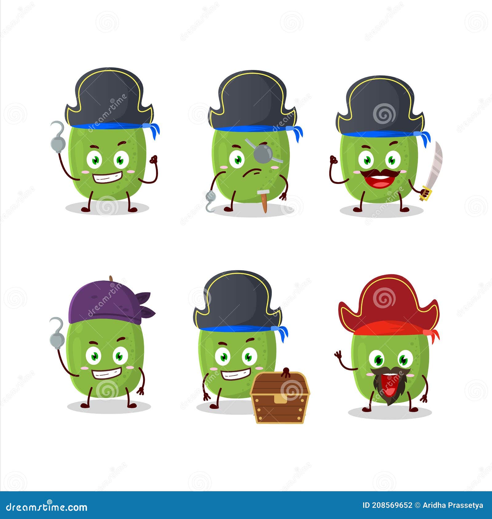 Cartoon Character of Ambarella with Various Pirates Emoticons Stock ...