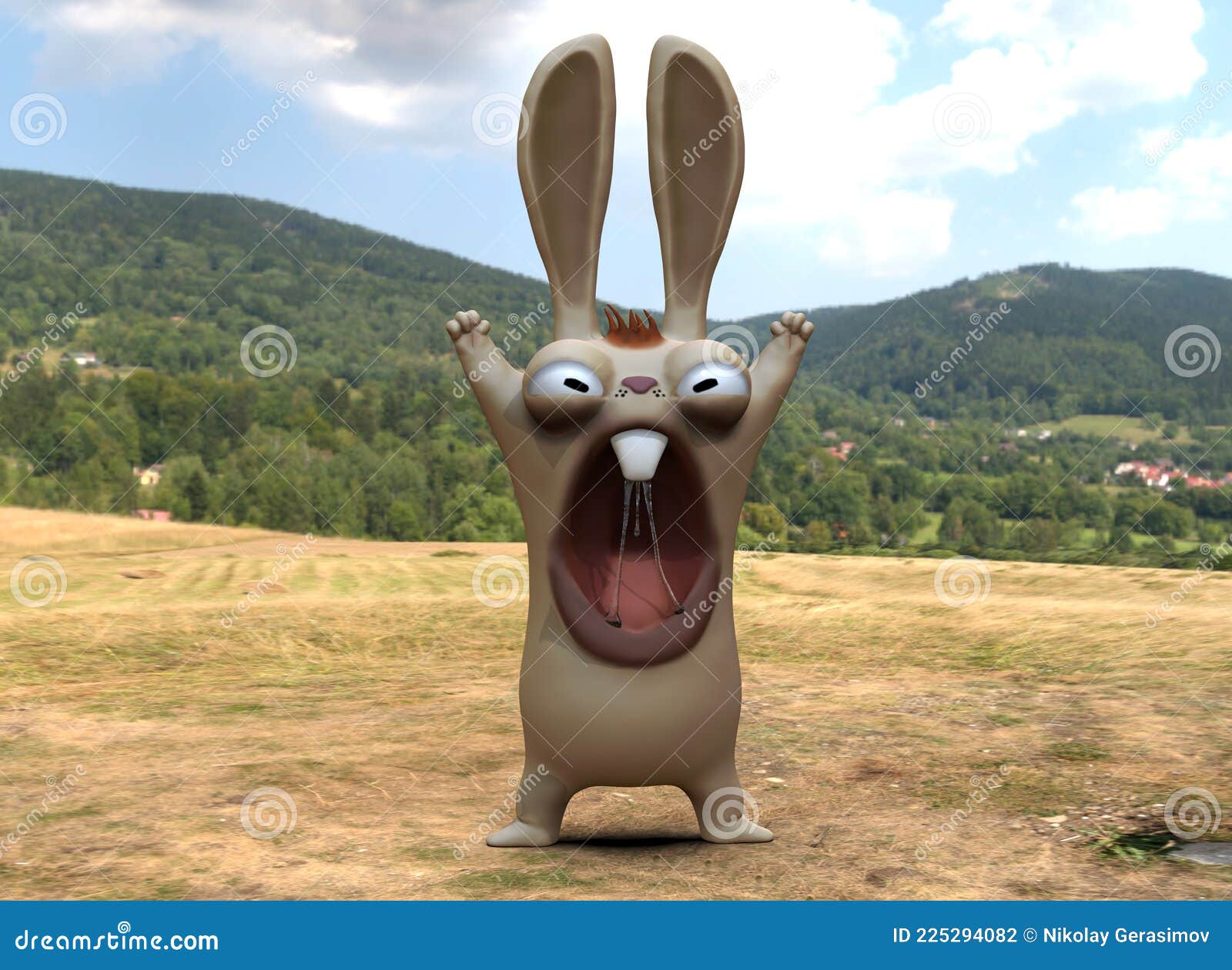 Cartoon Character Angry Bunny and Rabbit 3d-illustration3d-rendering ...