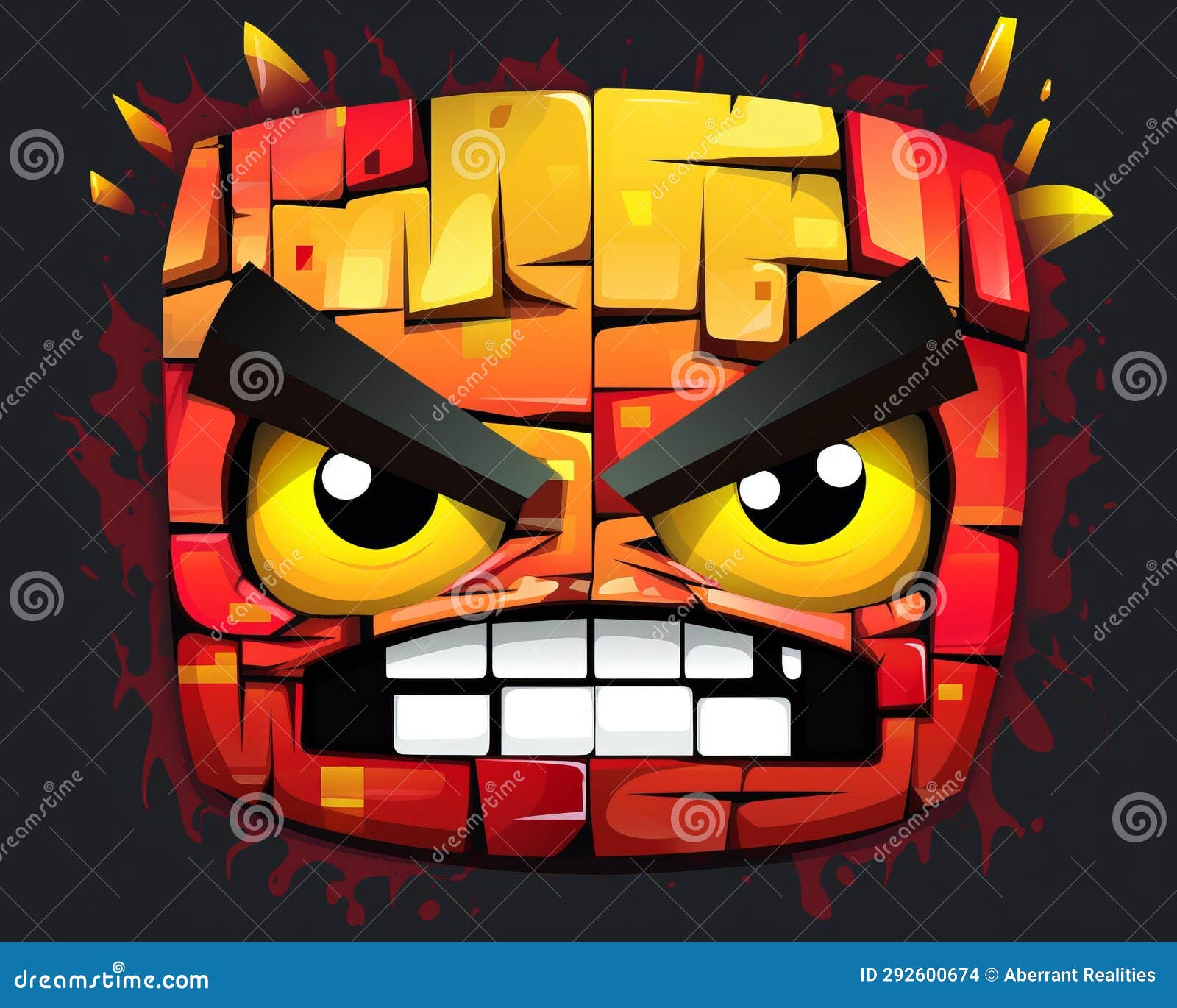A Cartoon Character with Angry Eyes and a Red Face Stock Illustration ...