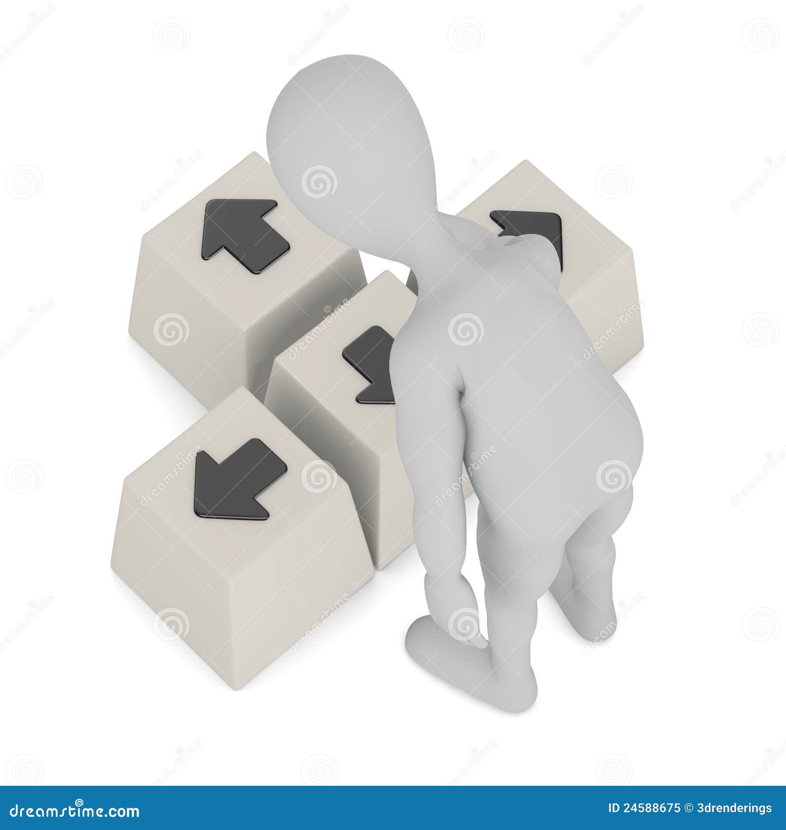 Cartoon Character with Arrows - Pushing Stock Illustration ...