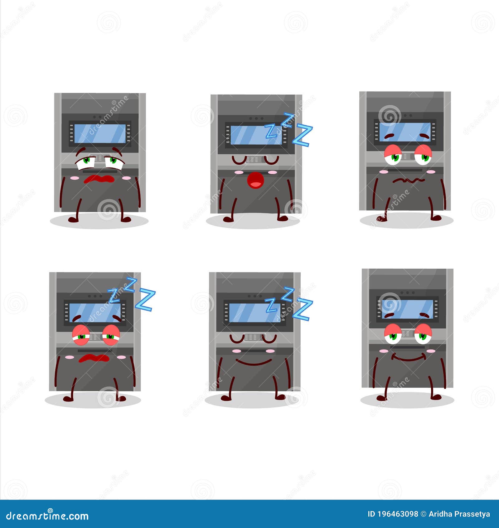 Cartoon Character of Atm Machine with Sleepy Expression Stock Vector ...