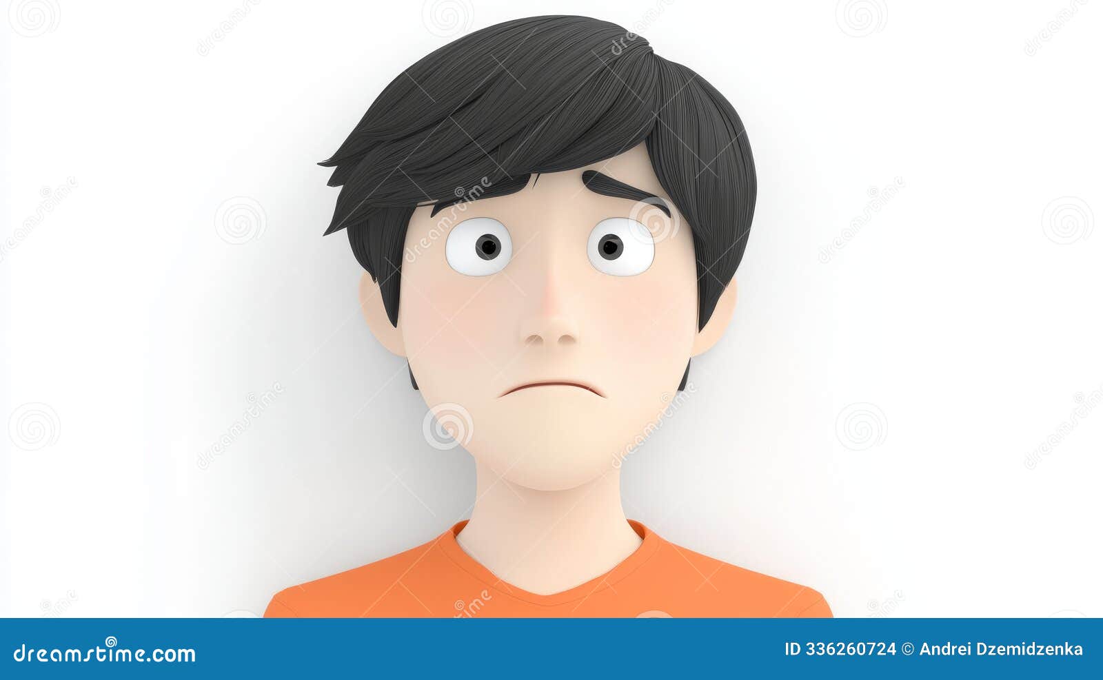 Cartoon Character with Awe Expression, Mouth Slightly Open, Wide Eyes ...