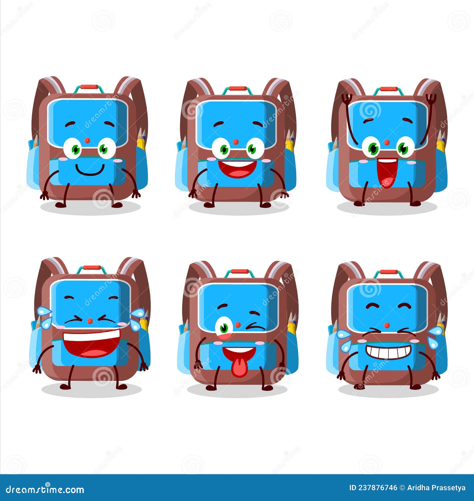 Cartoon Character of Backpack Children with Smile Expression Stock ...