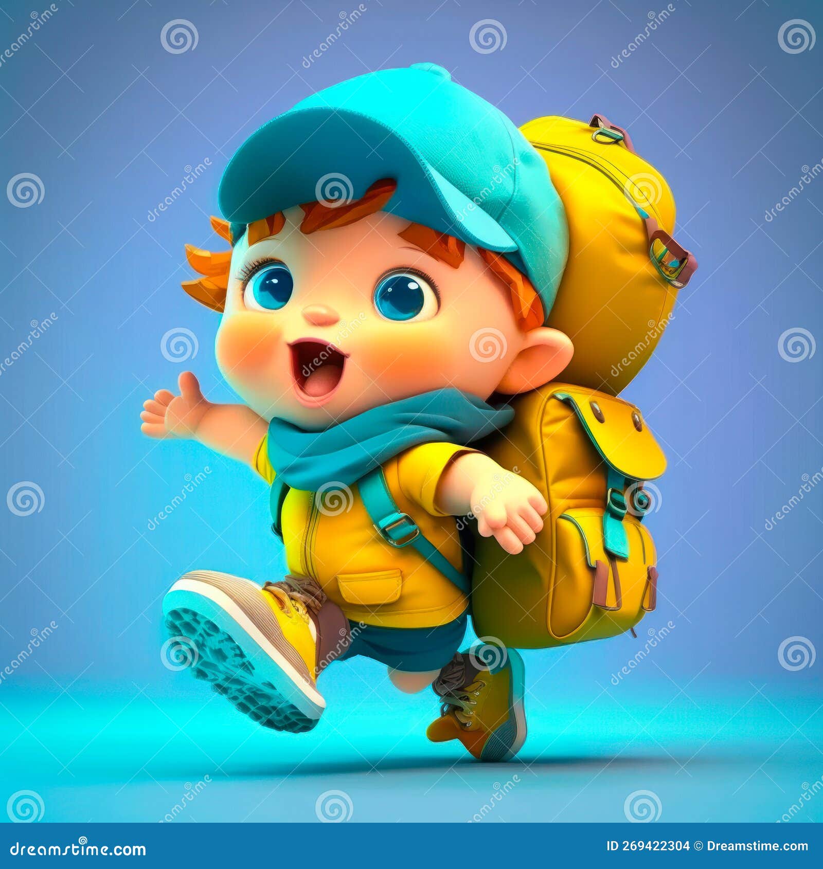Cartoon Character with Backpack Running. Generative AI Stock ...