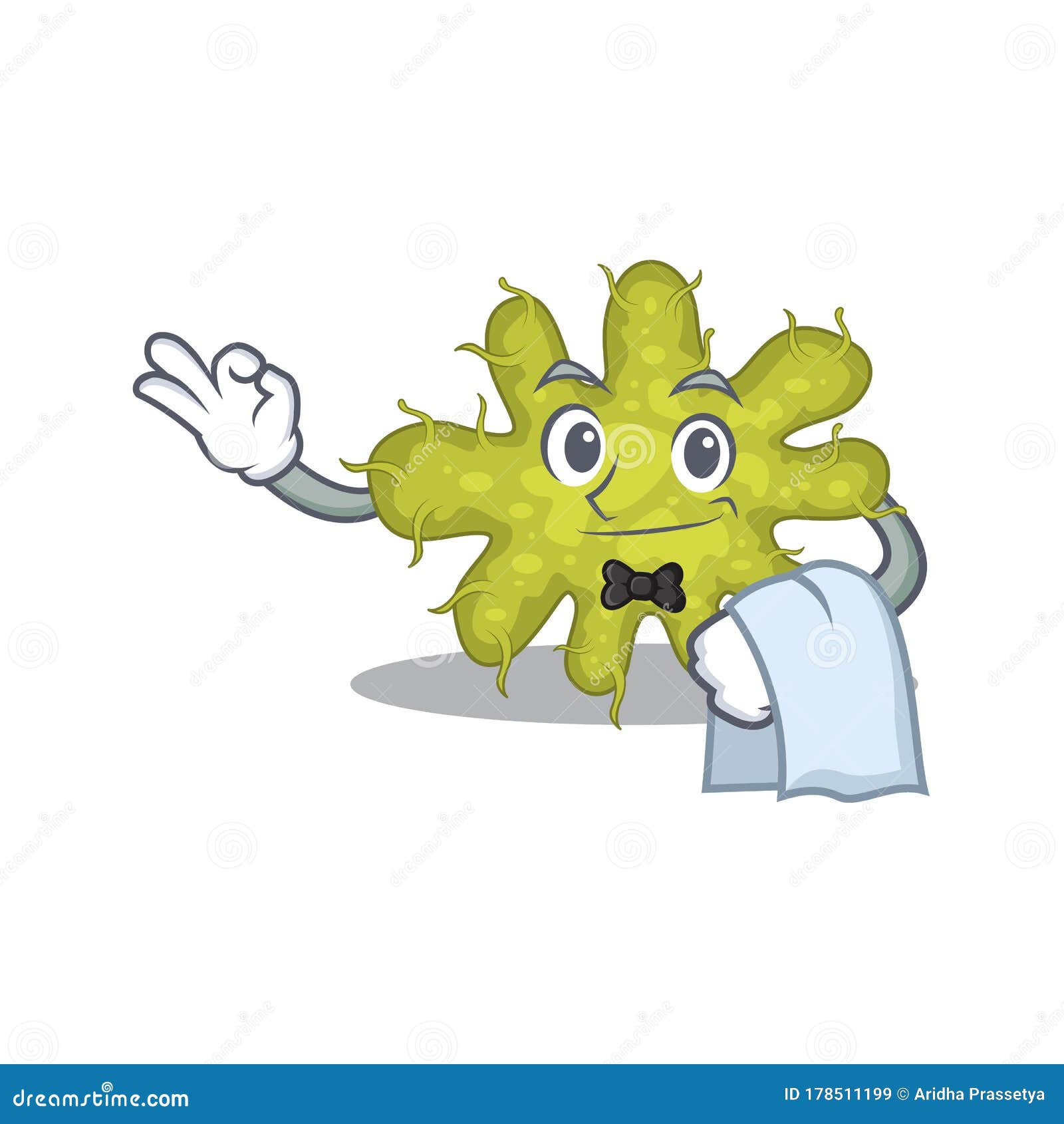 A Cartoon Character of Bacterium Waiter Working in the Restaurant Stock ...