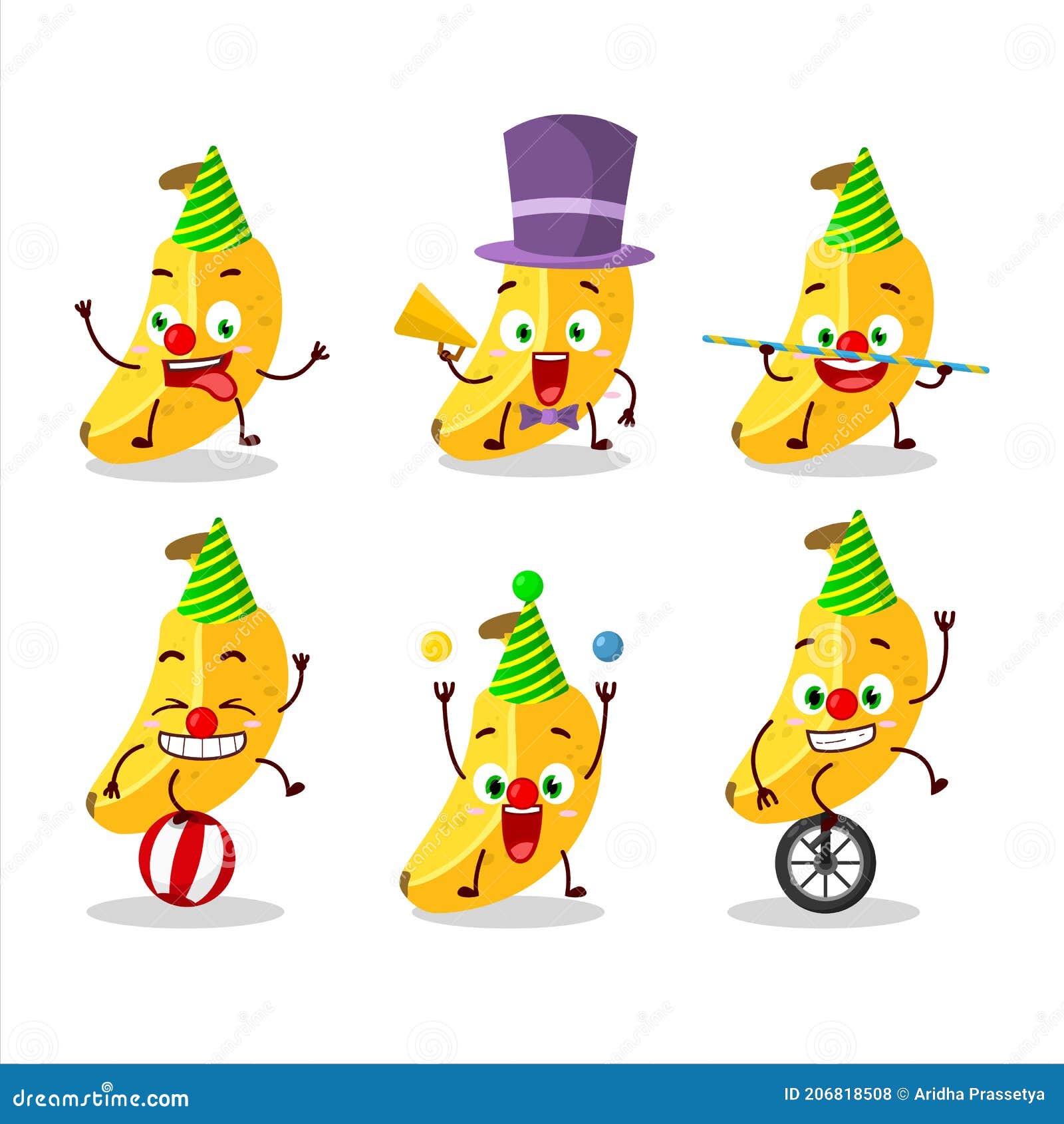 Cartoon Character of Banana with Various Circus Shows Stock Vector ...