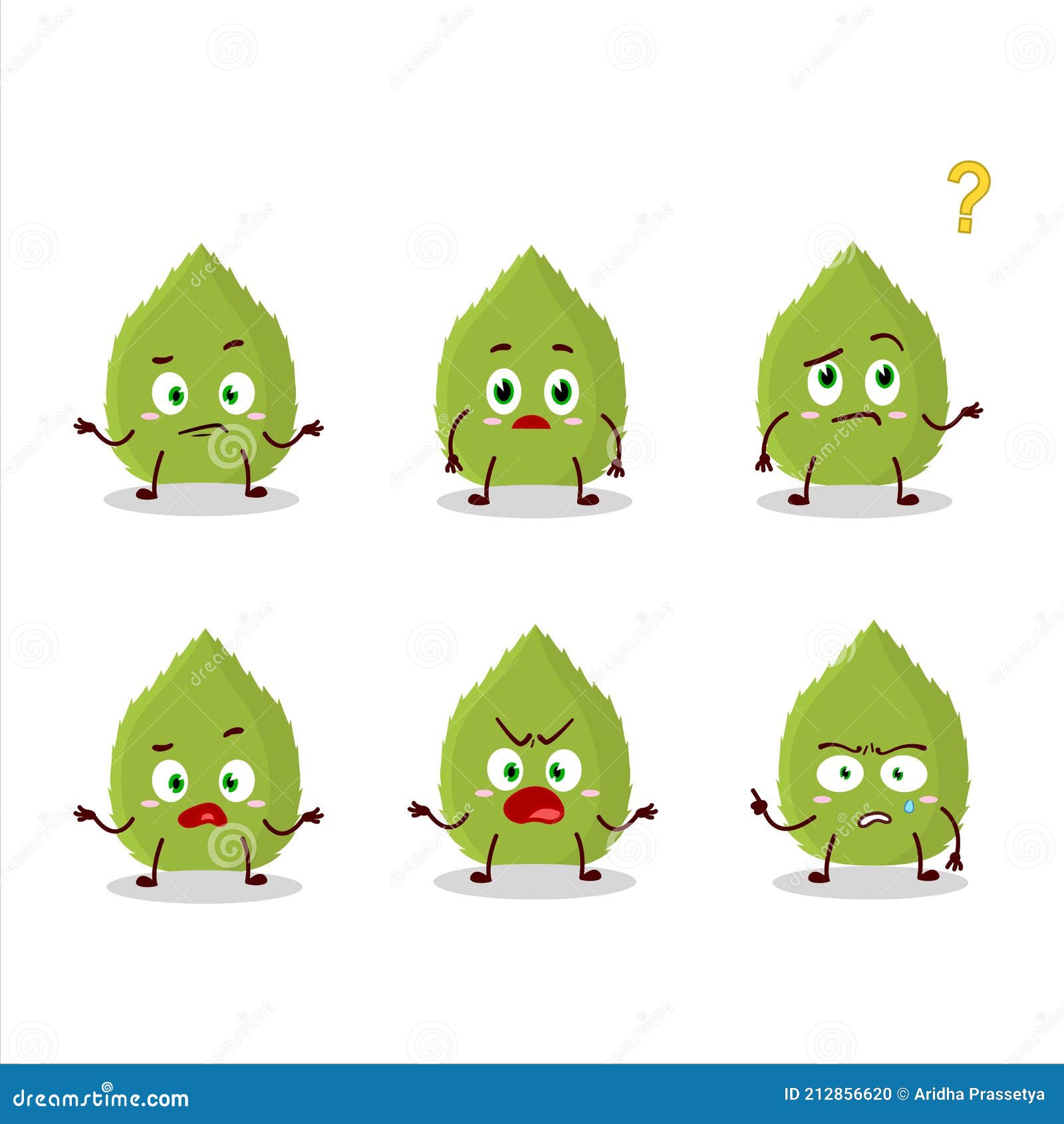 Cartoon Character of Basil Leaves with What Expression Stock Vector ...