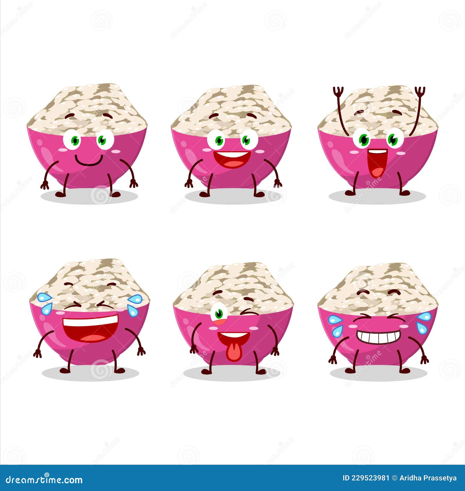 Basmati Rice Cartoon Character With Various Angry Expressions Vector ...
