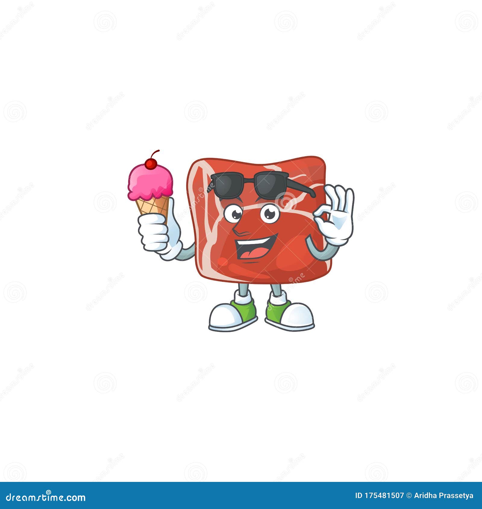 Cartoon Character of Beef Enjoying an Ice Cream Stock Vector ...