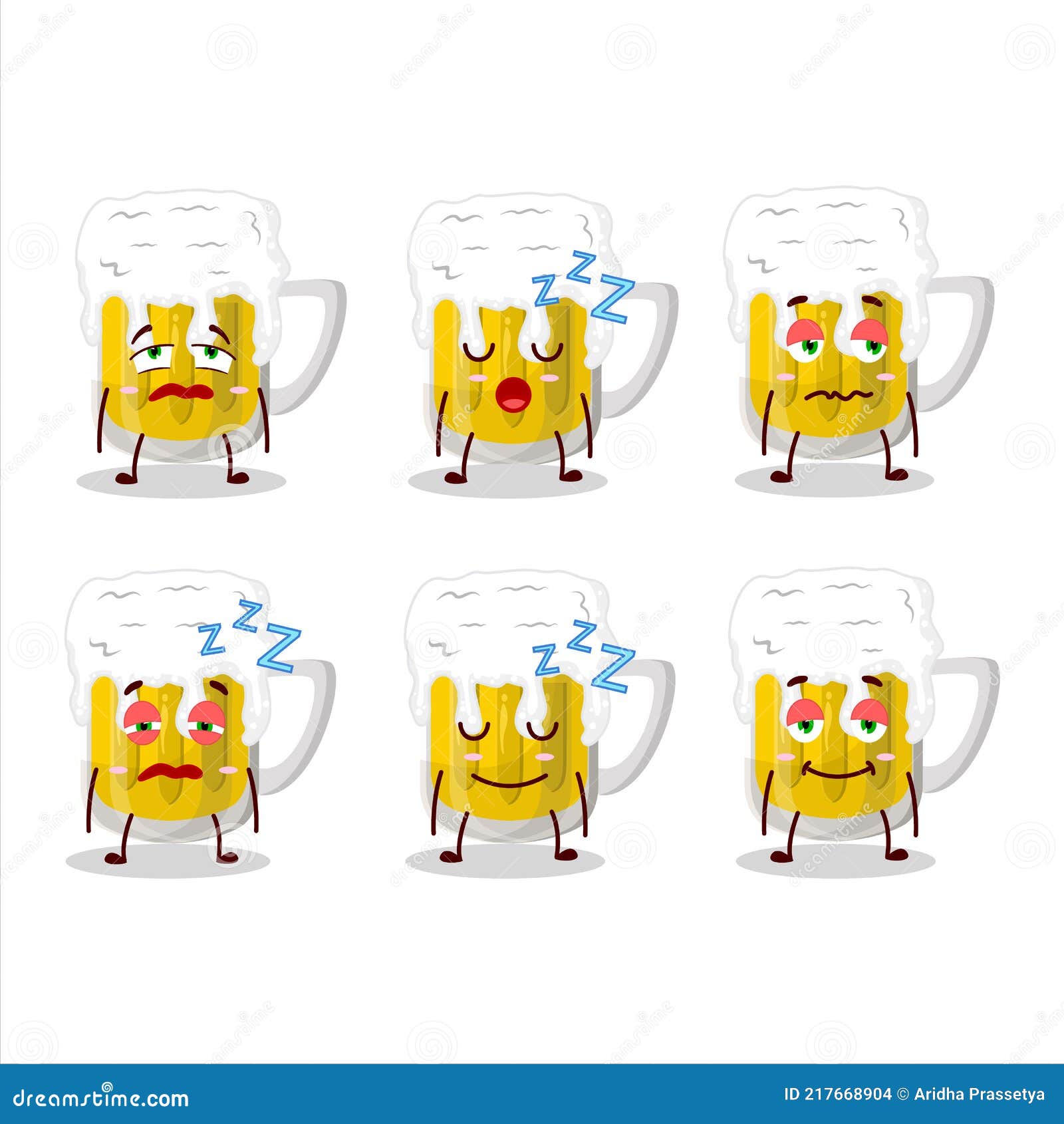 Cartoon Character of Beer with Sleepy Expression Stock Illustration ...