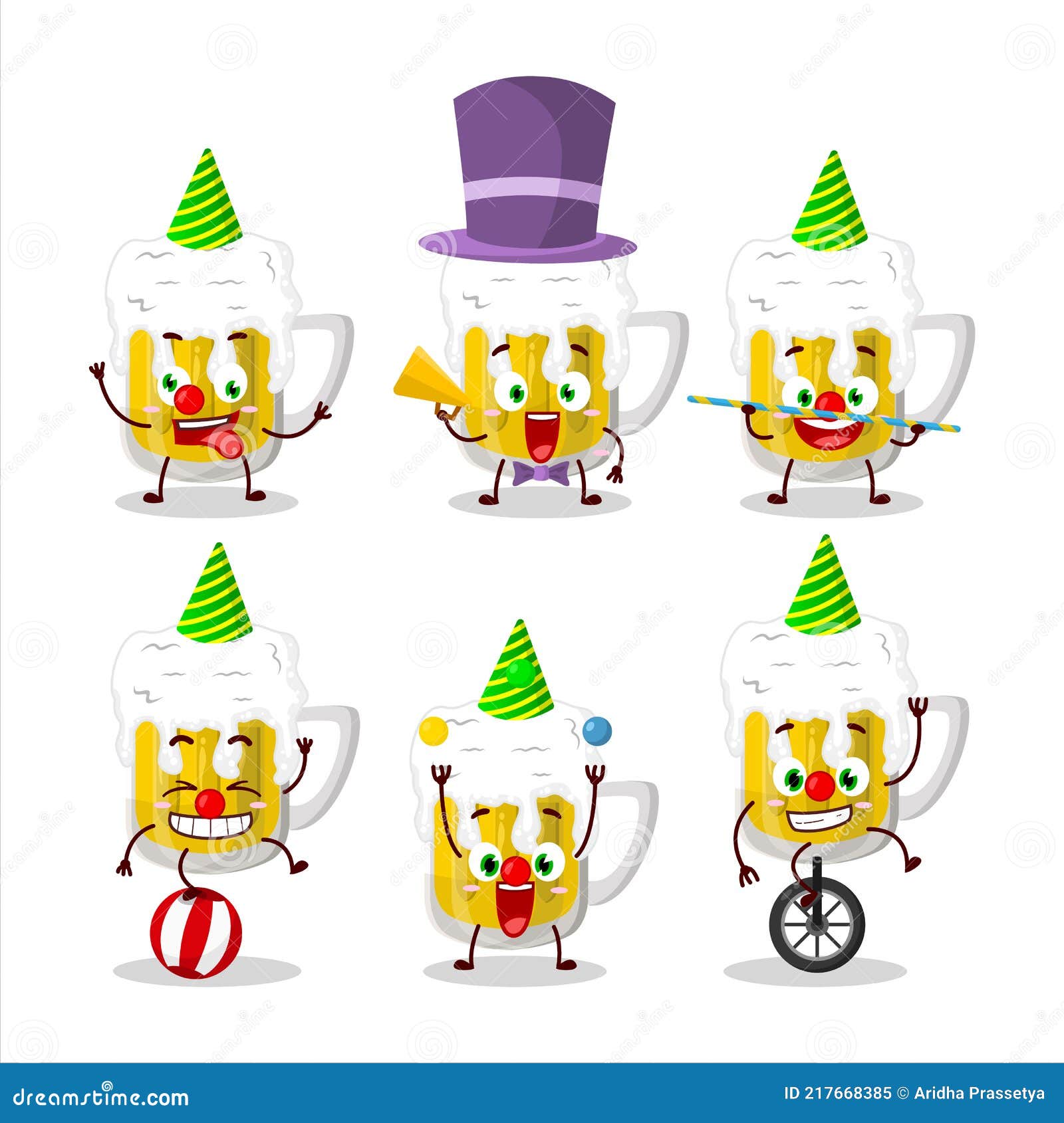 Cartoon Character of Beer with Various Circus Shows Stock Vector ...