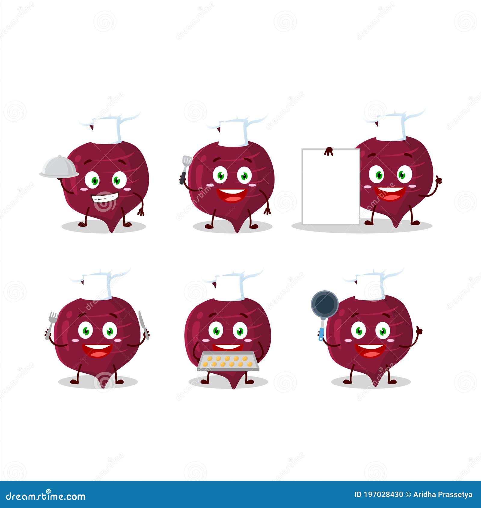 Cartoon Character of Beet Root with Various Chef Emoticons Stock Vector ...